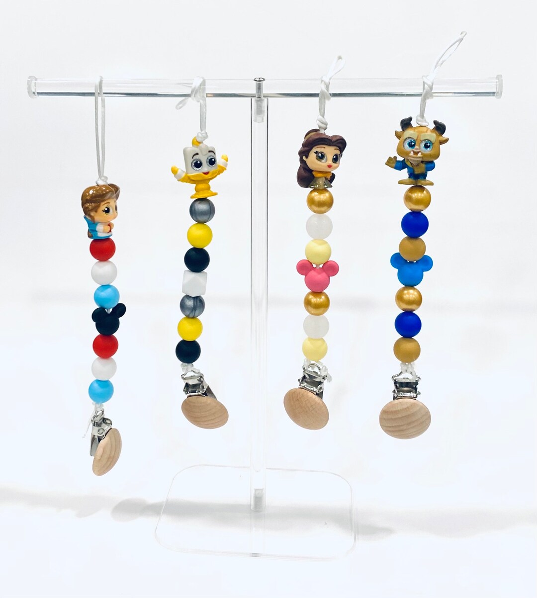 Beauty and the Beast Pacifier Clips, Keychains, Baby Shower, Baby ...