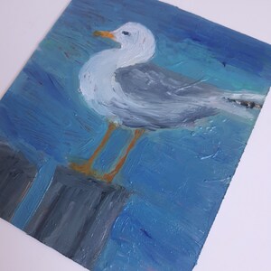 Seagull Oil Painting Bird Original Art Beach İmpasto İmpressionist ...