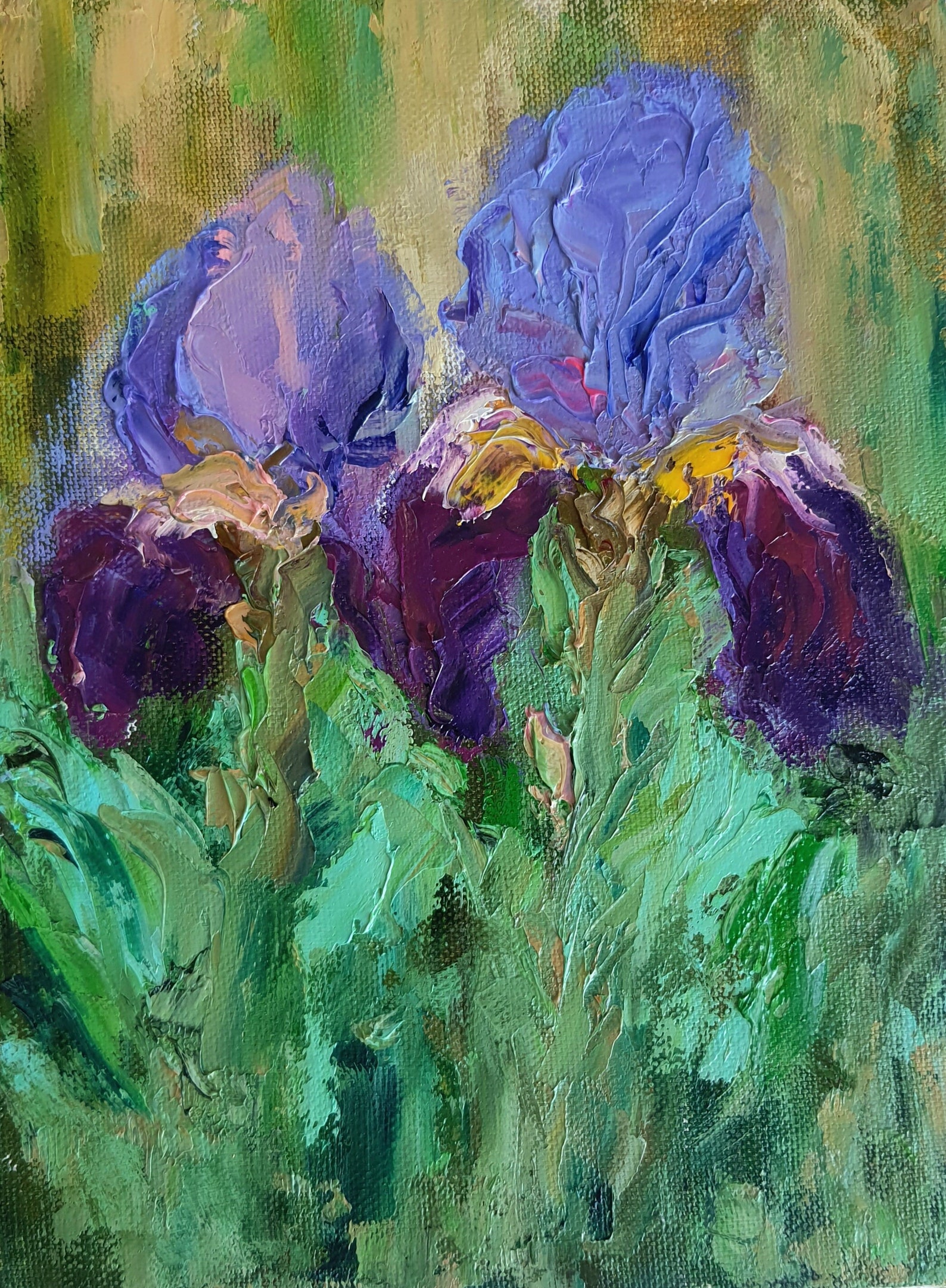 Hiris Oil Painting on Canvas Impasto Floral Original Art Semi Abstract ...