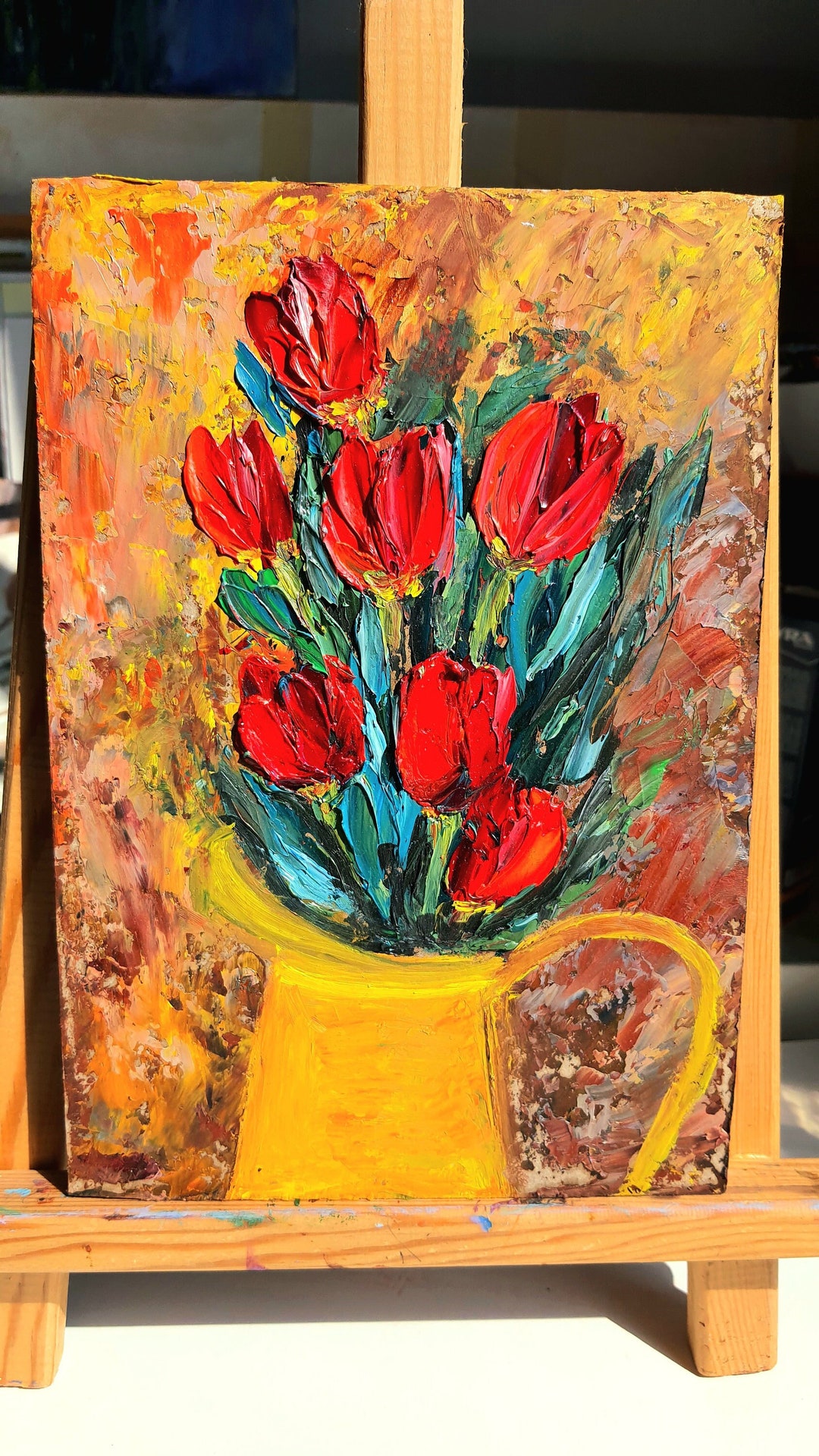 Red Poppy Oil Painting Original İmpasto Painting Wall Art Textured ...