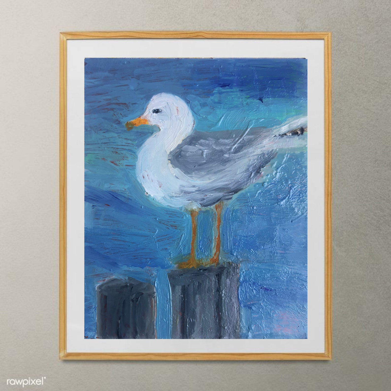 Seagull Oil Painting Bird Original Art Beach İmpasto İmpressionist ...