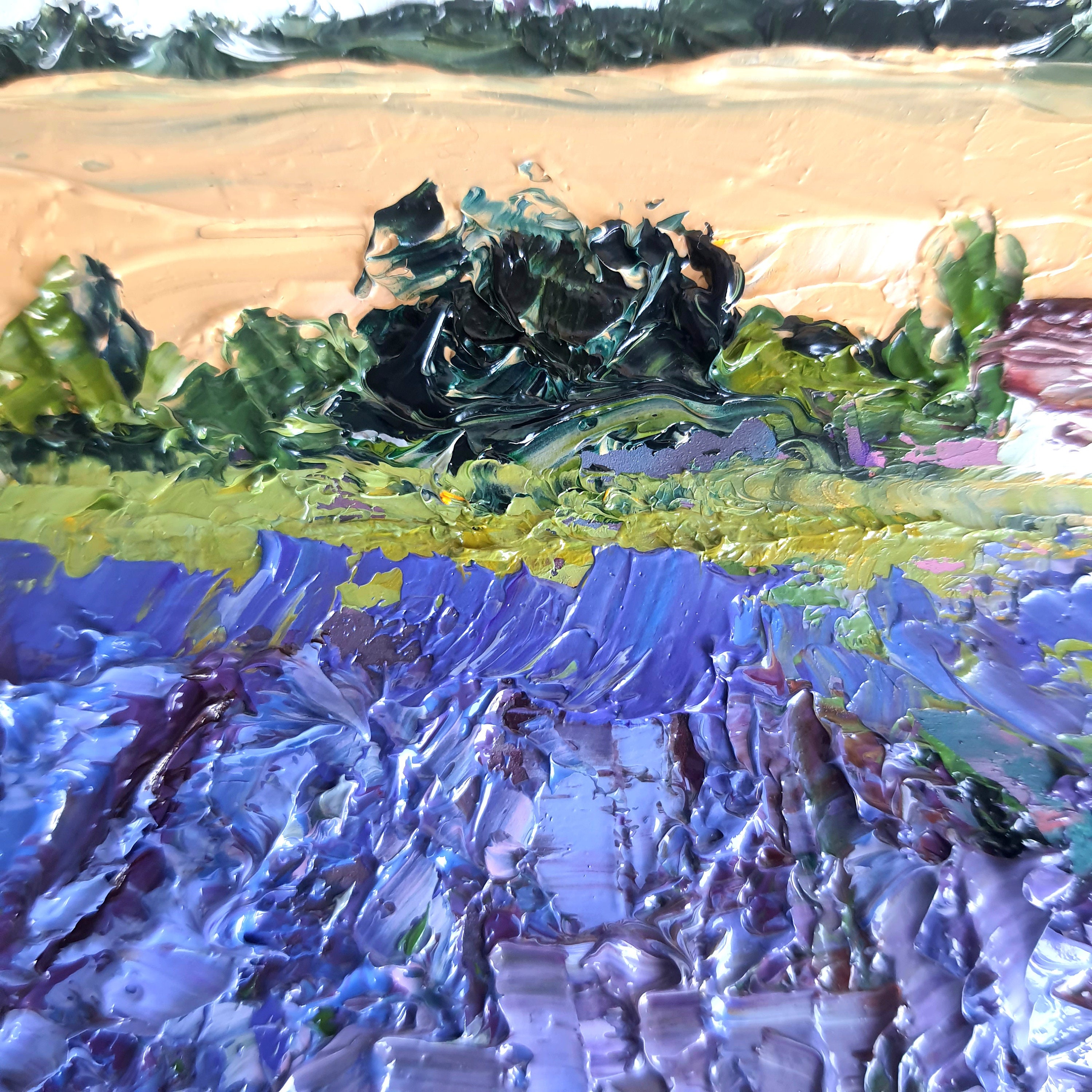 Tuscany Painting Lavender Fields Original Art Italy Landscape Impasto ...