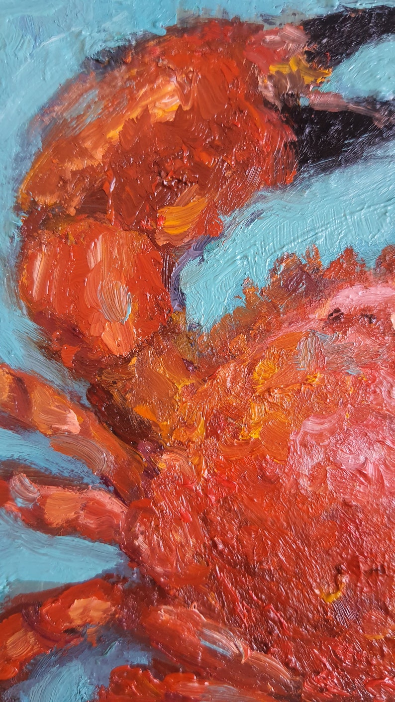 Crab Oil Painting Crustaceans İmpasto Original Art Modern Marine Wall ...