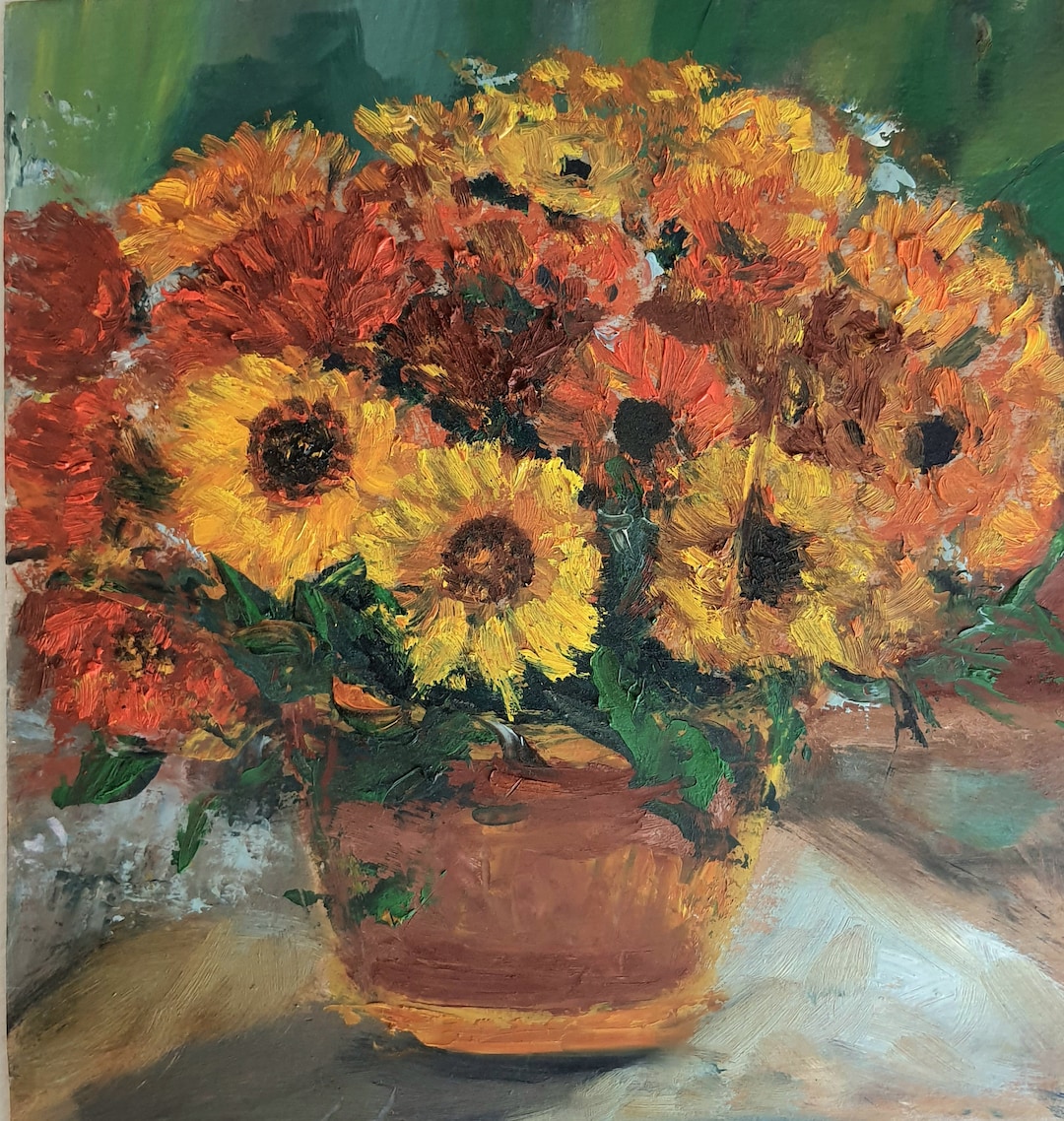 Calendula Oil Painting Flower Original Artwork Modern Painting Small ...