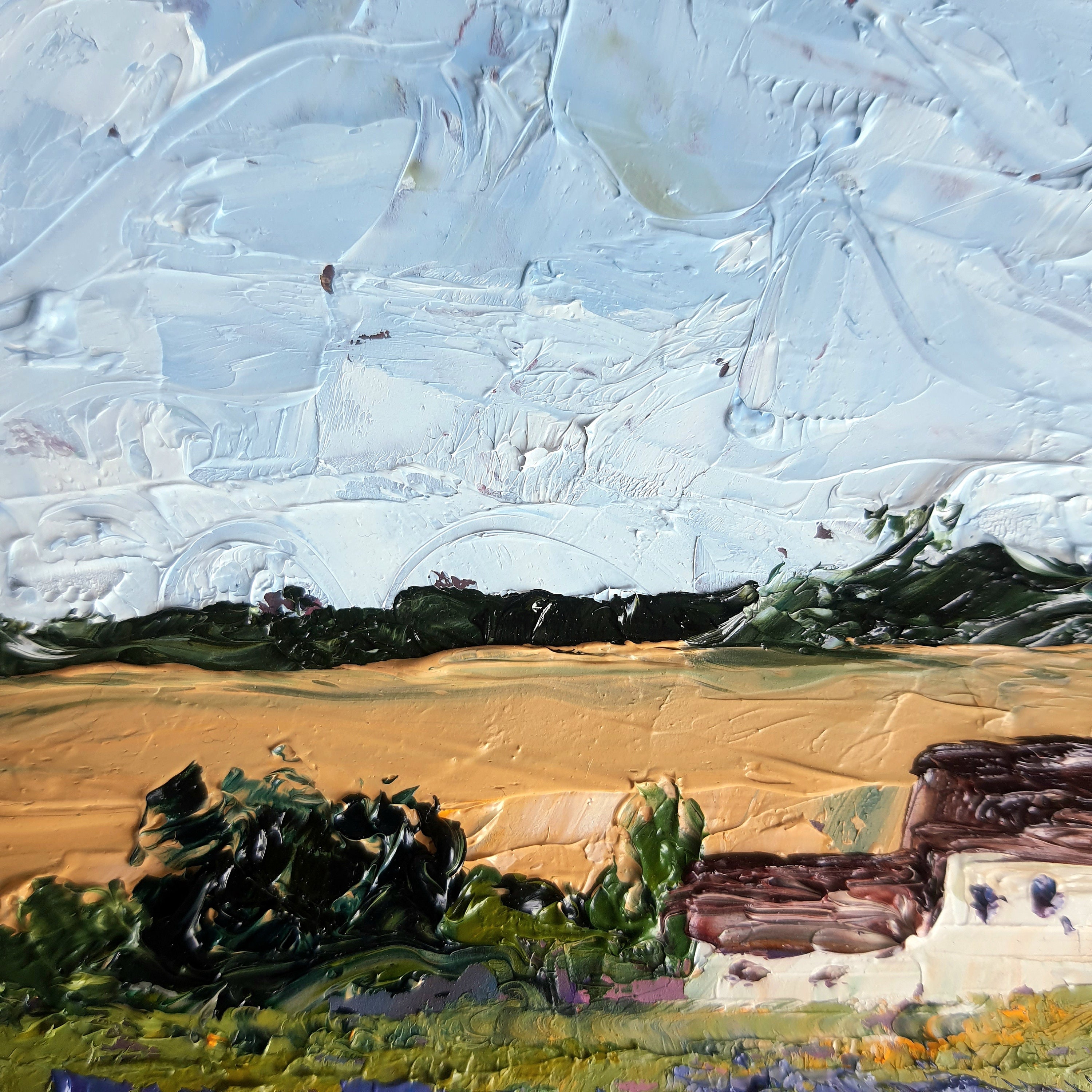 Tuscany Painting Lavender Fields Original Art Italy Landscape Impasto ...