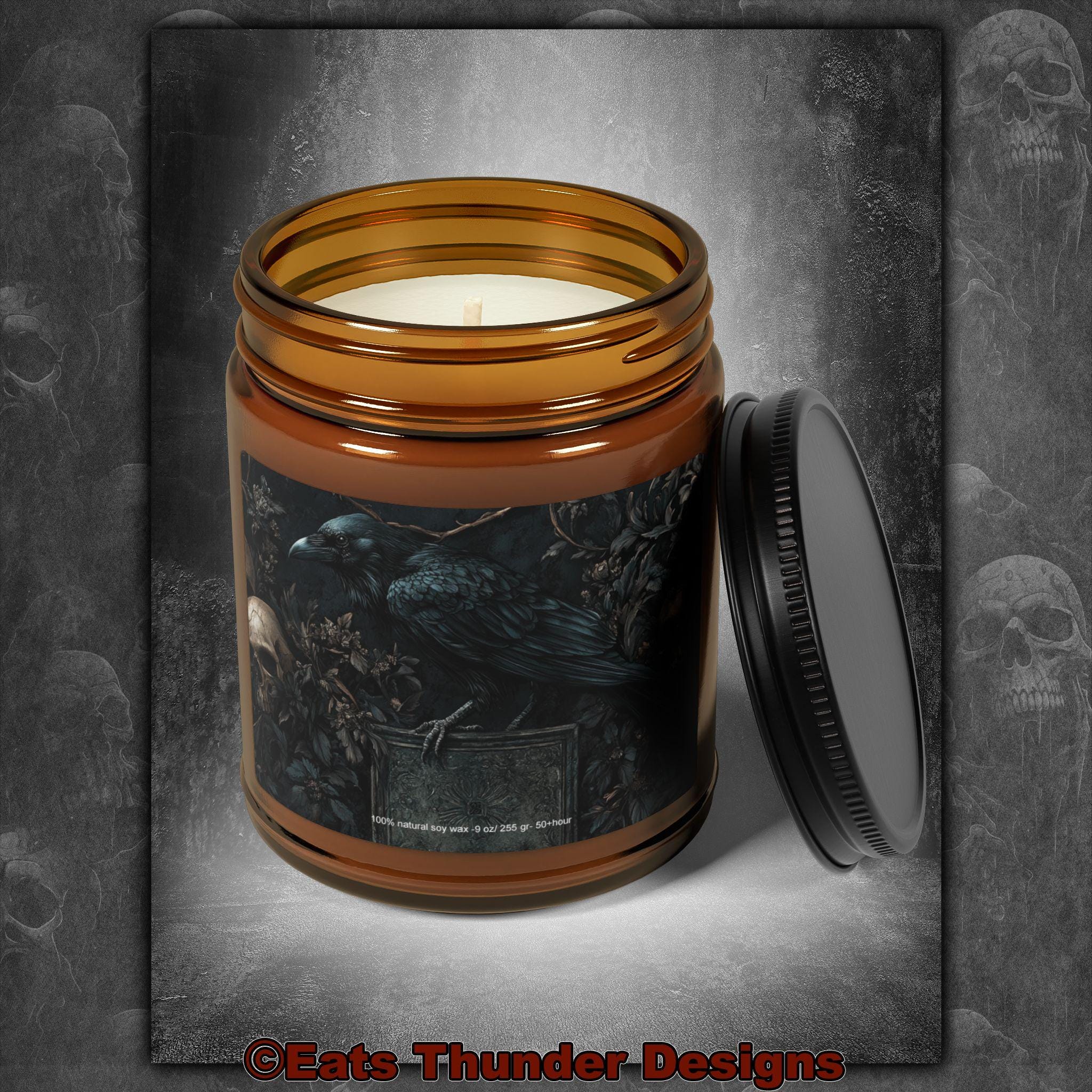 Gothic Dark Aesthetic Scented Candle, Ravens and Skulls, 6 Scents, 9oz ...