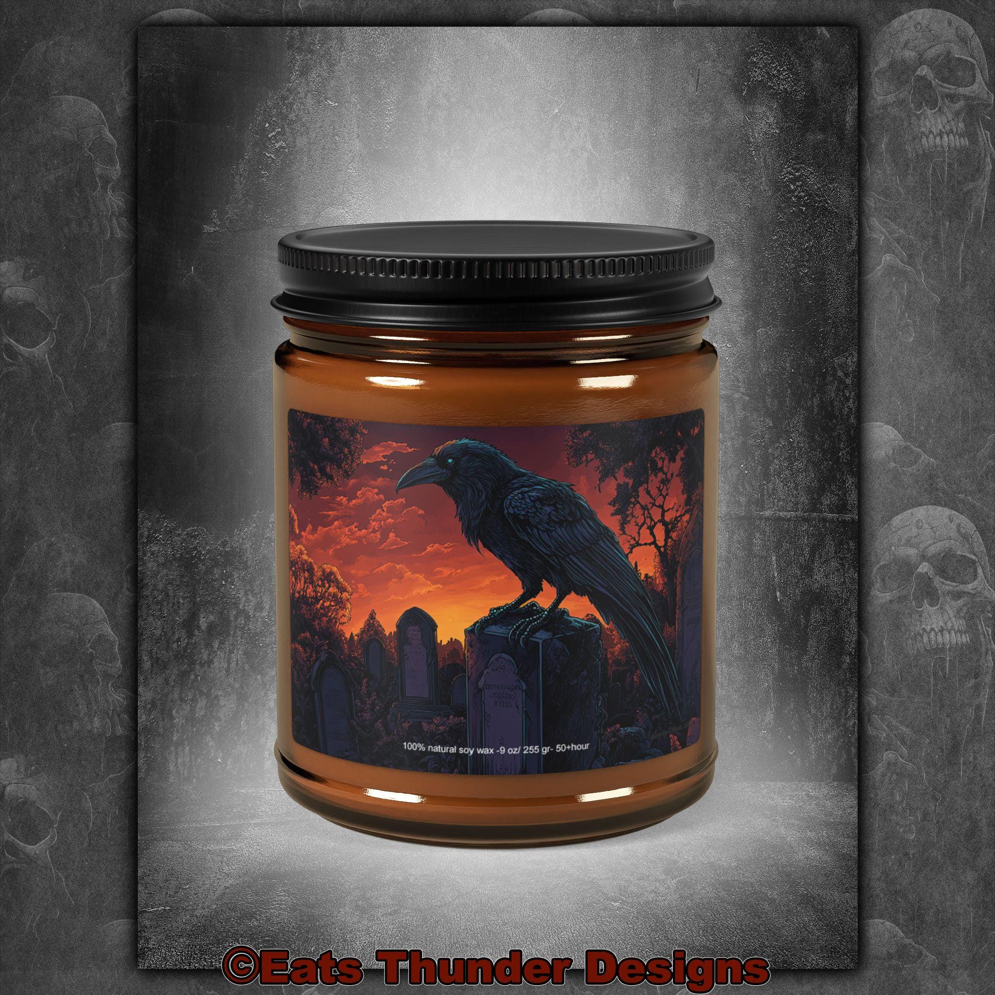 Gothic Dark Aesthetic Scented Candle, Ravens and Skulls, 6 Scents, 9oz ...
