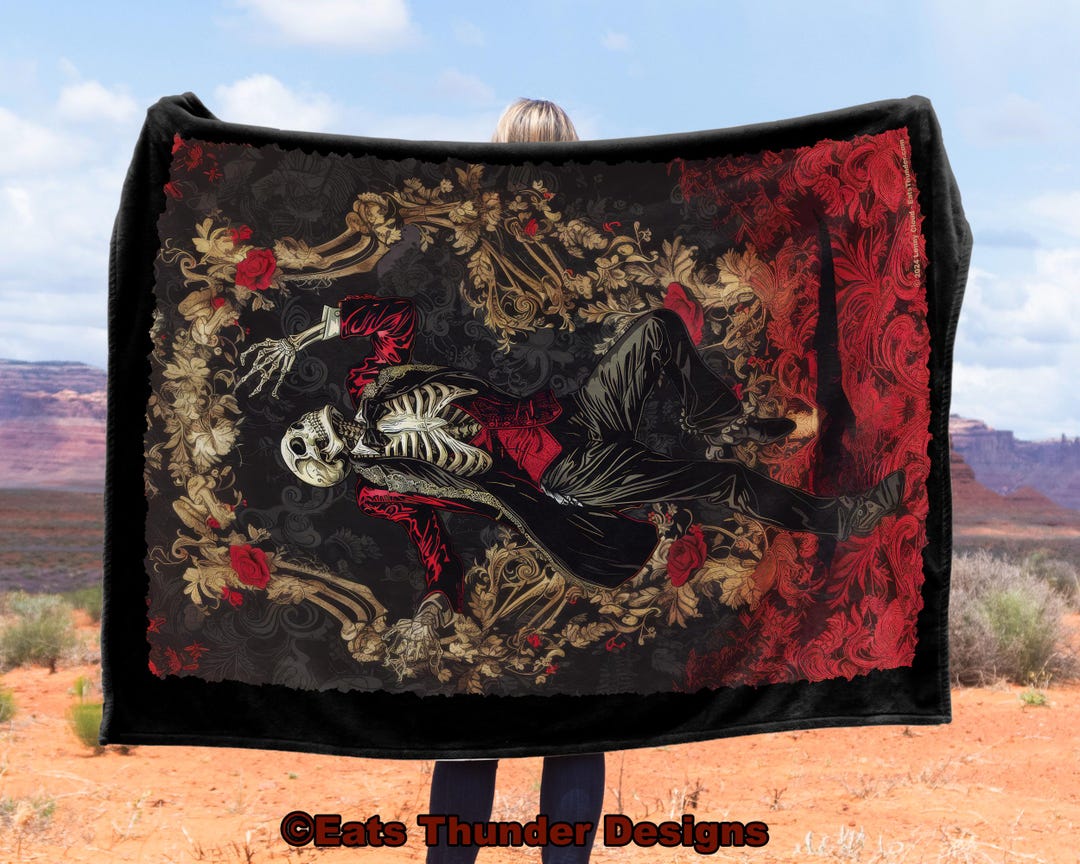 Copy of Goth Blanket, Dancing Skeleton, Occult, Witchy, Alt,emo ...