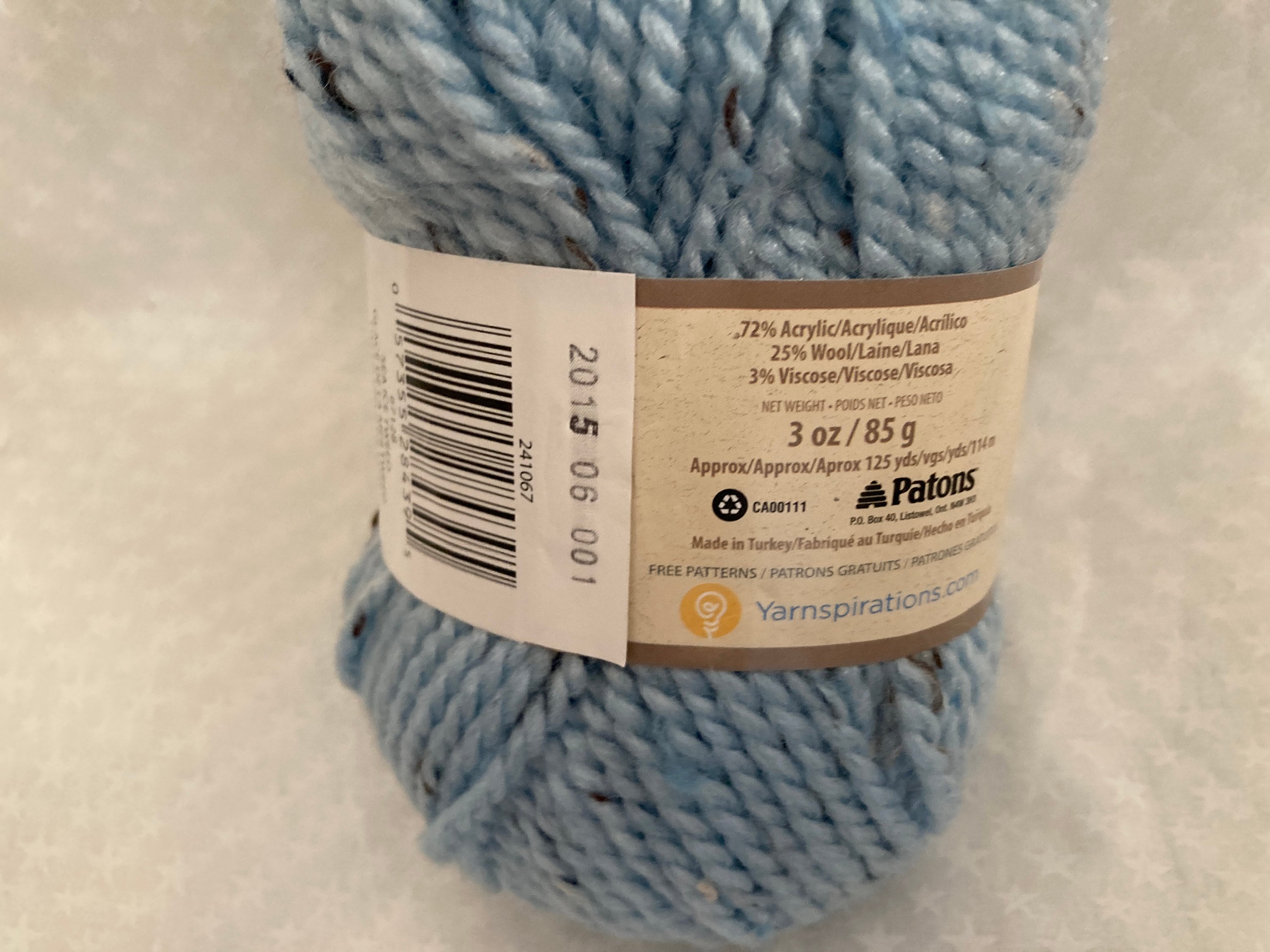 Patons Chunky Shetland Tweed, Bulky Yarn, Sea Ice Tweed, Light Blue, 3 ...