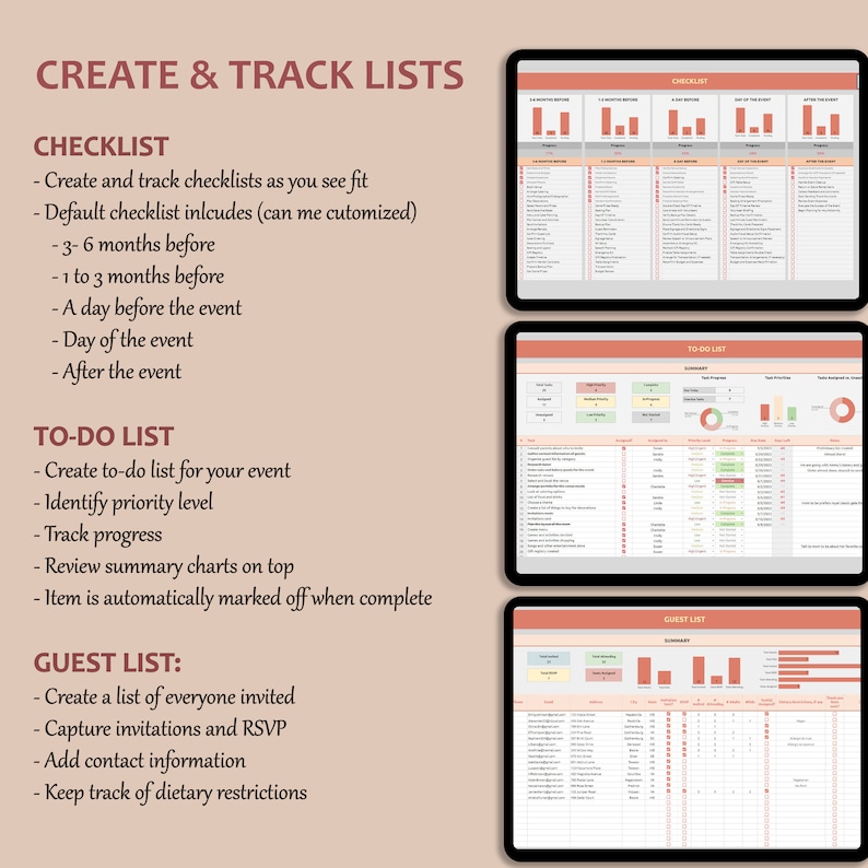 Google Sheets Event Planner Template Excel Digital Event Planner ...