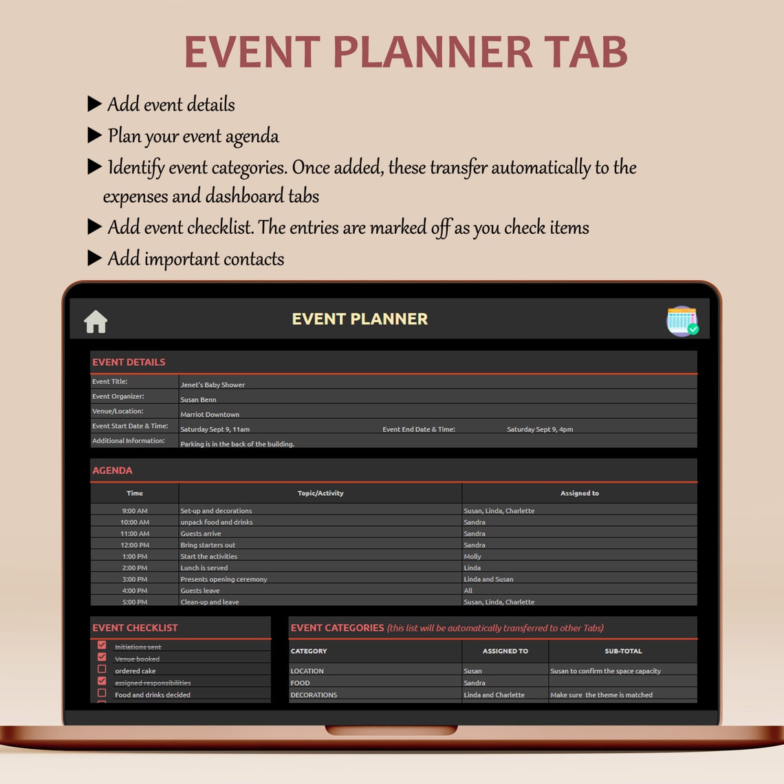 Google Sheets Event Planner Event Planning Template Digital - Etsy