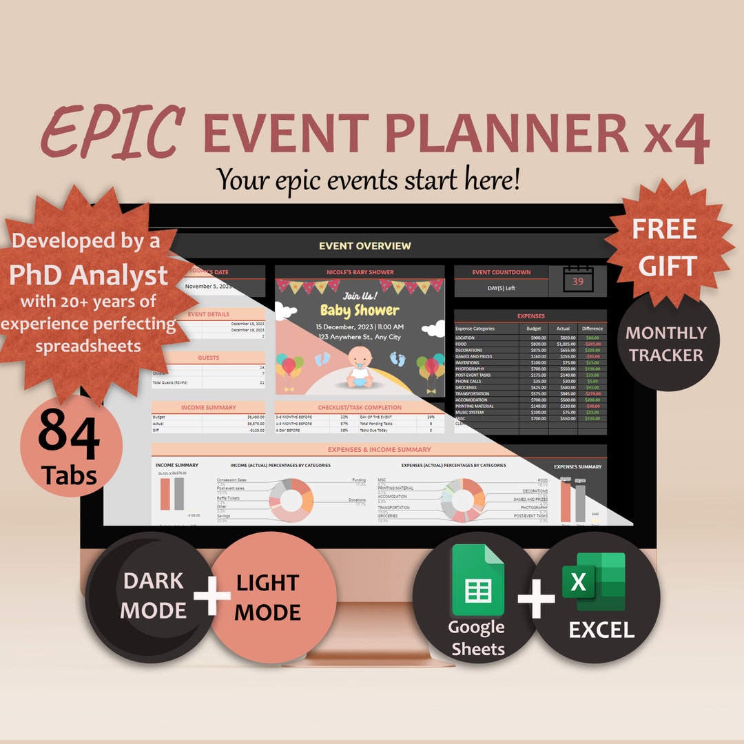 Google Sheets Event Planner Template Excel Digital Event Planner ...