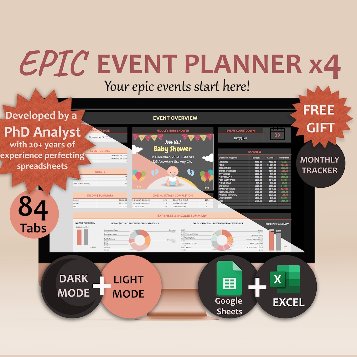 Google Sheets Event Planner Template Excel Digital Event Planner ...
