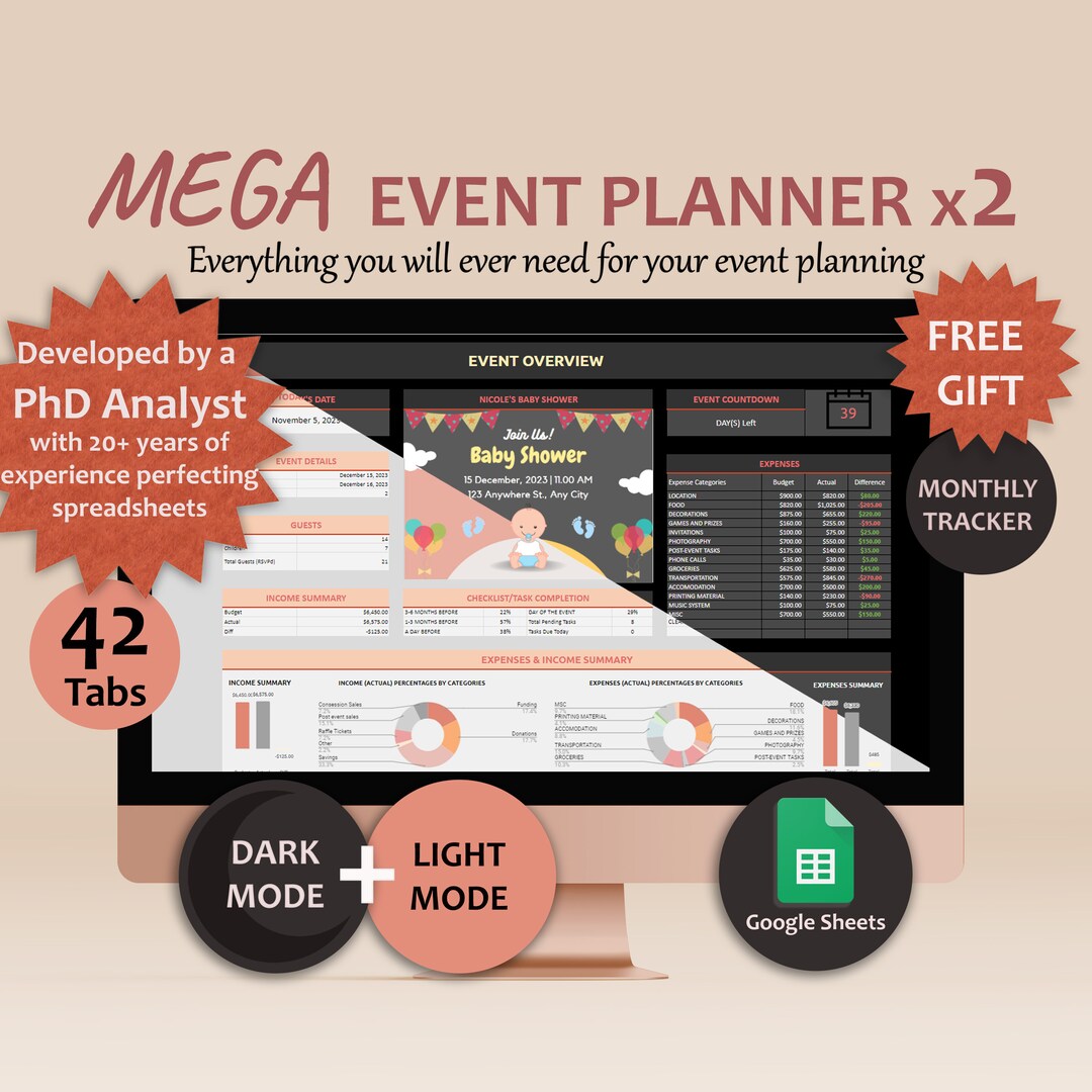 Google Sheets Event Planner Template Digital Event Planner Spreadsheet ...