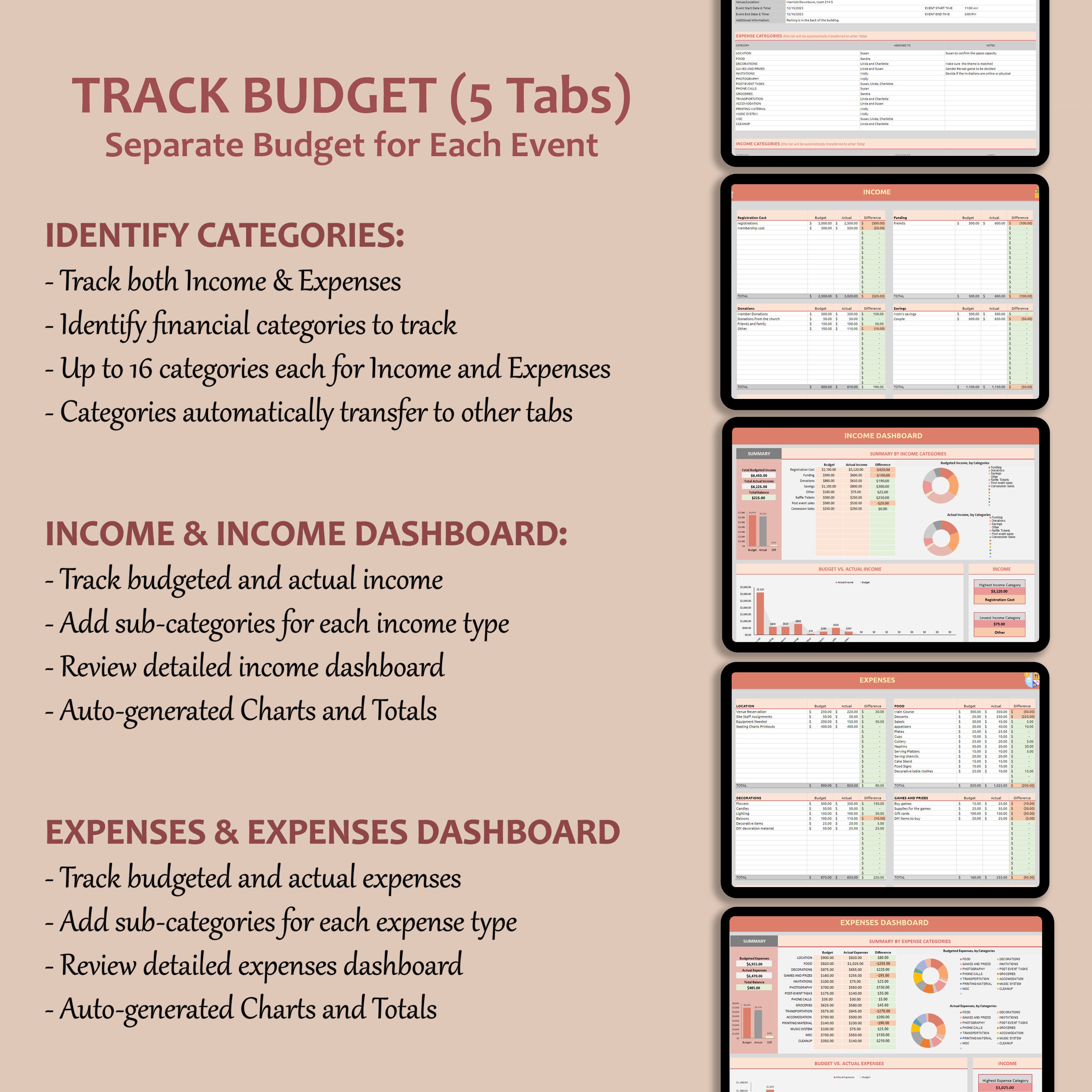 Event Planner Template Google Sheets Multi Events Template Digital ...