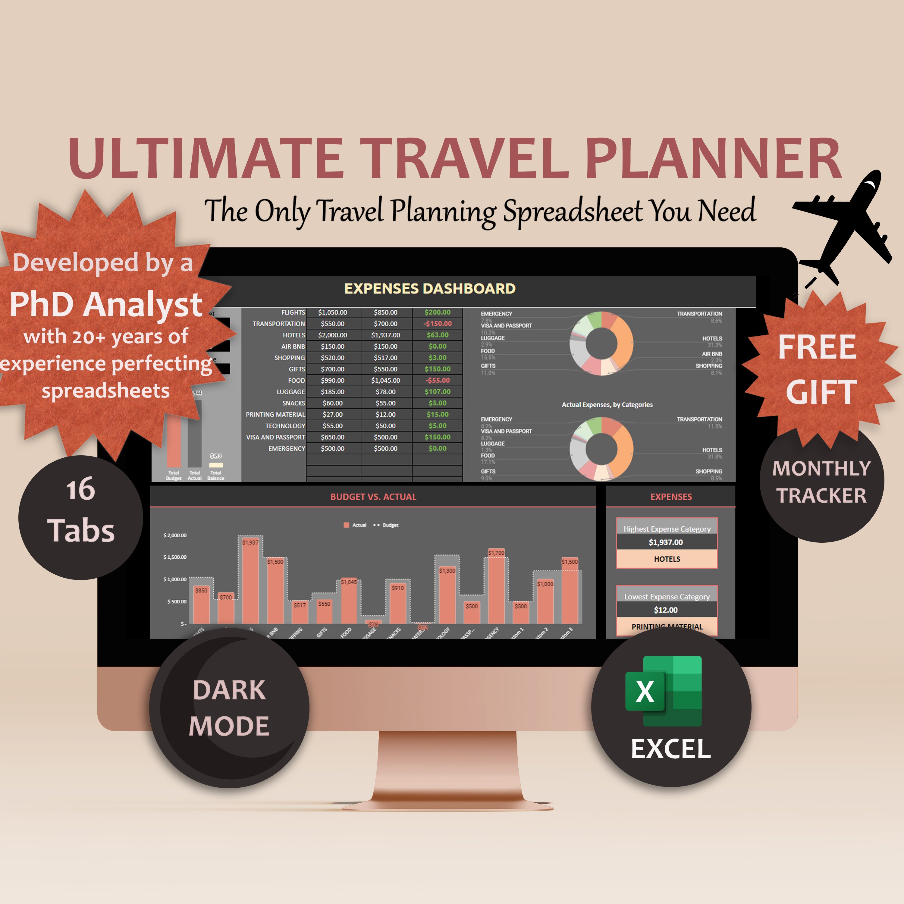 Digital Travel Planner Template Excel Trip Template Travel Planner ...
