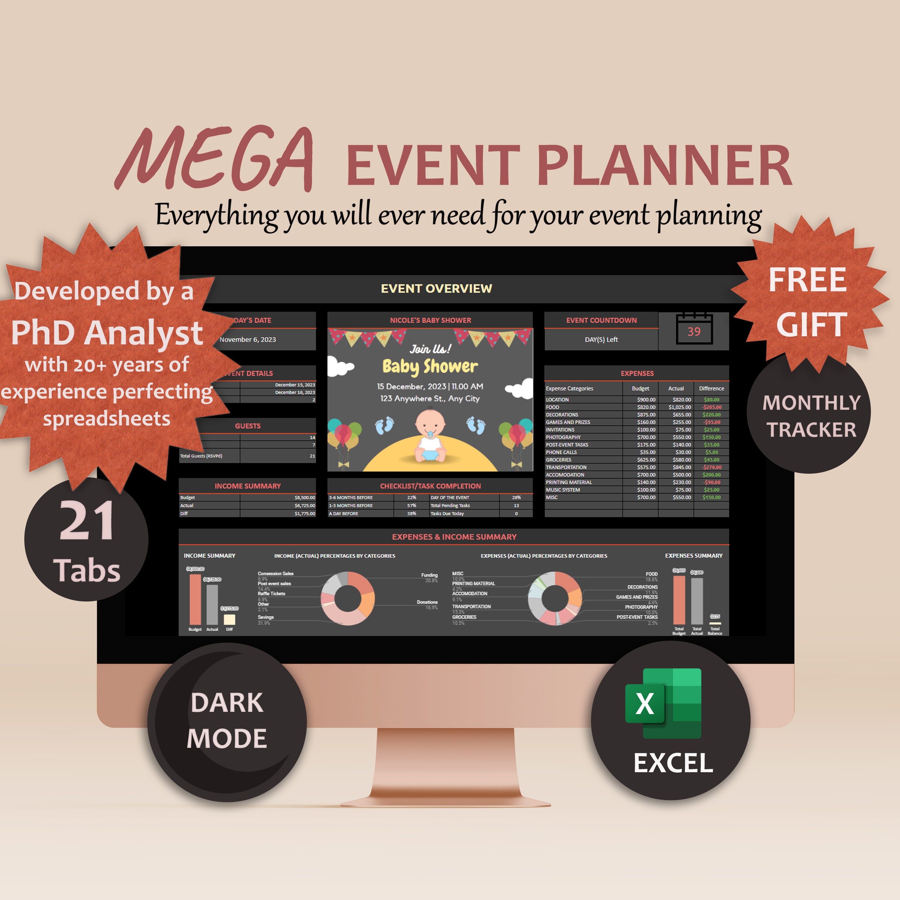 Excel Event Planner Template Excel Digital Event Planner Spreadsheet ...
