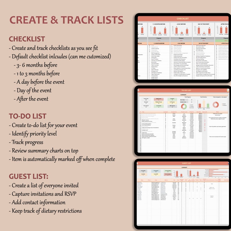 Excel Event Planner Template Excel Digital Event Planner Spreadsheet ...