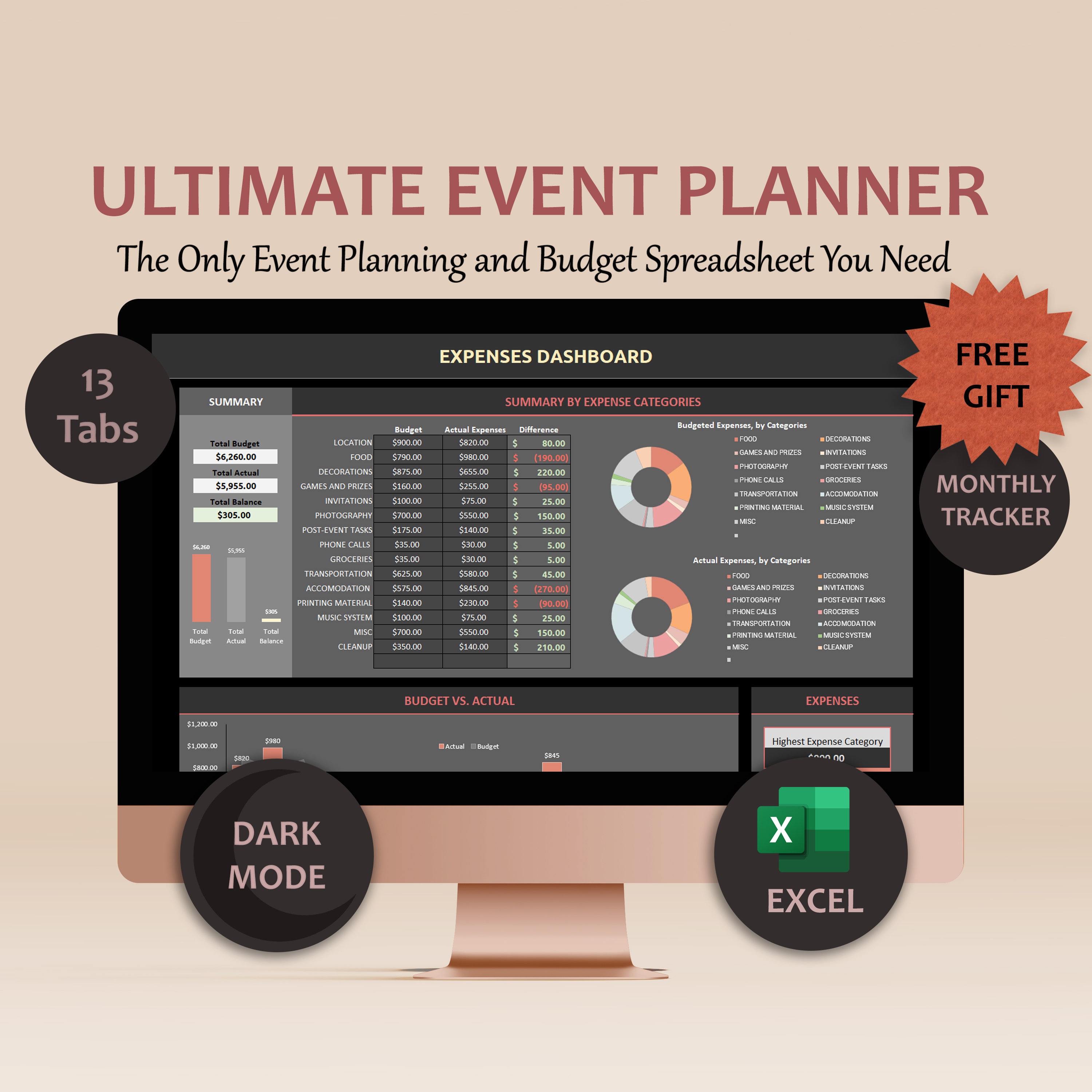 Excel Ultimate Event Planner Template Digital Event Planner Spreadsheet ...