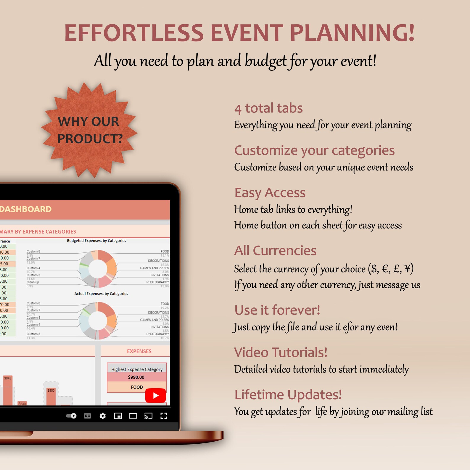 Google Sheets Event Planner Template Digital Event Planner Spreadsheet ...