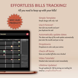 Bill Calendar, Bill Payment Tracker, Excel Bill Planner, Monthly ...