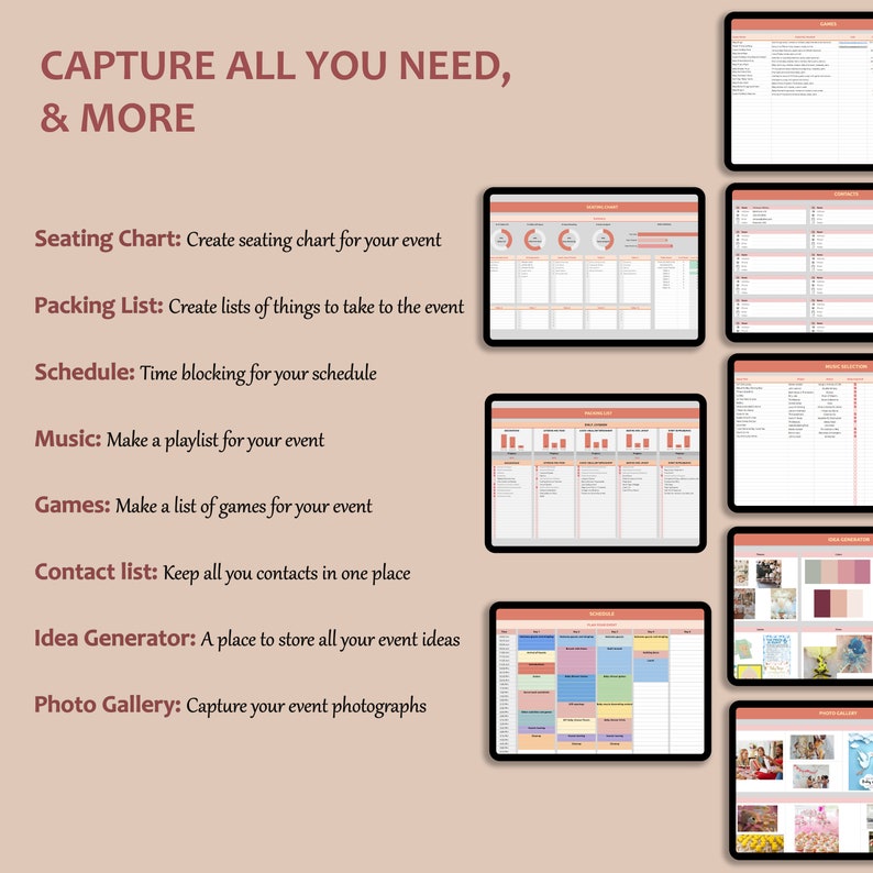 Google Sheets Event Planner Template Excel Digital Event Planner ...
