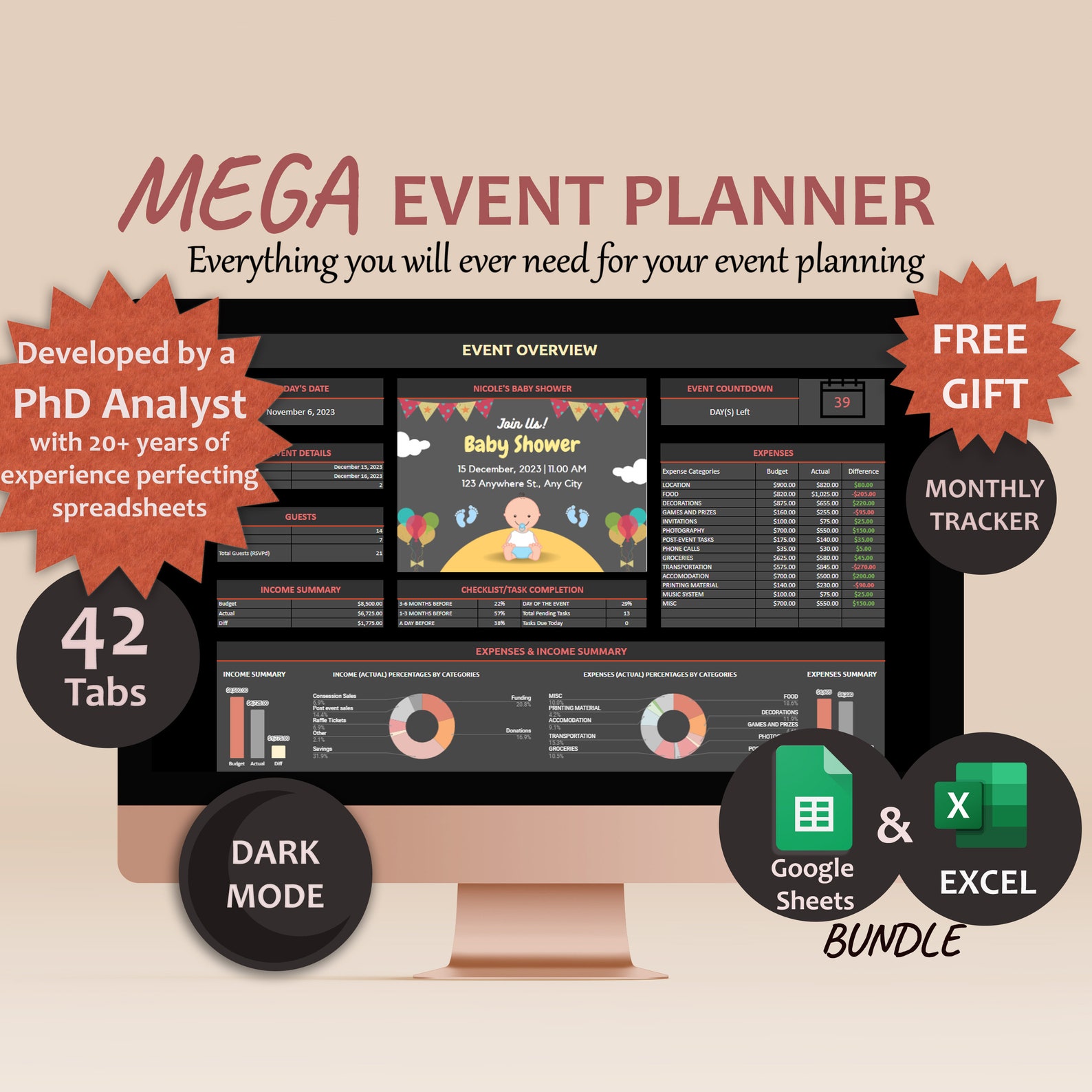 Event Planner Template Google Sheets Digital Event Planner Excel ...