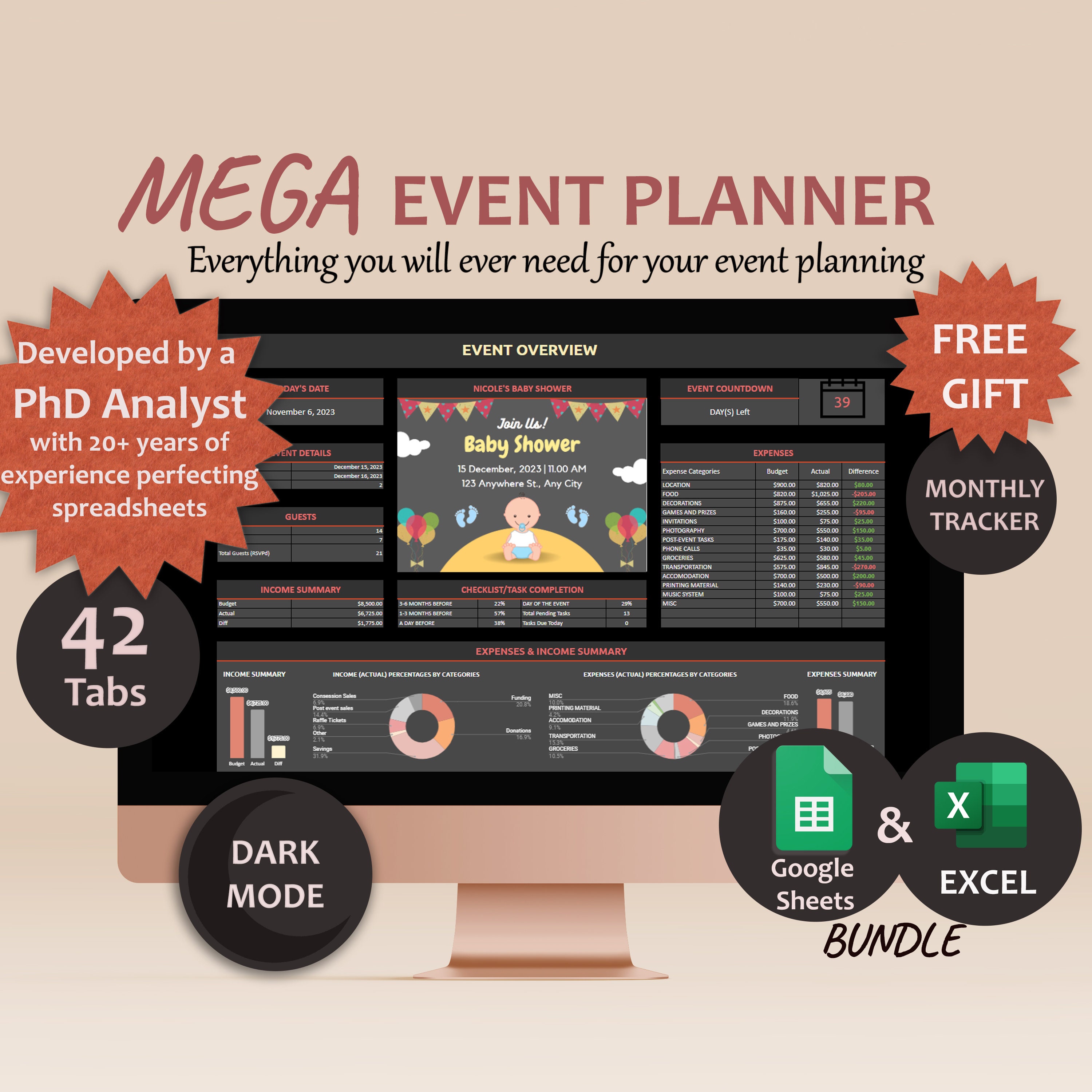 Event Planner Template Google Sheets Digital Event Planner Excel ...