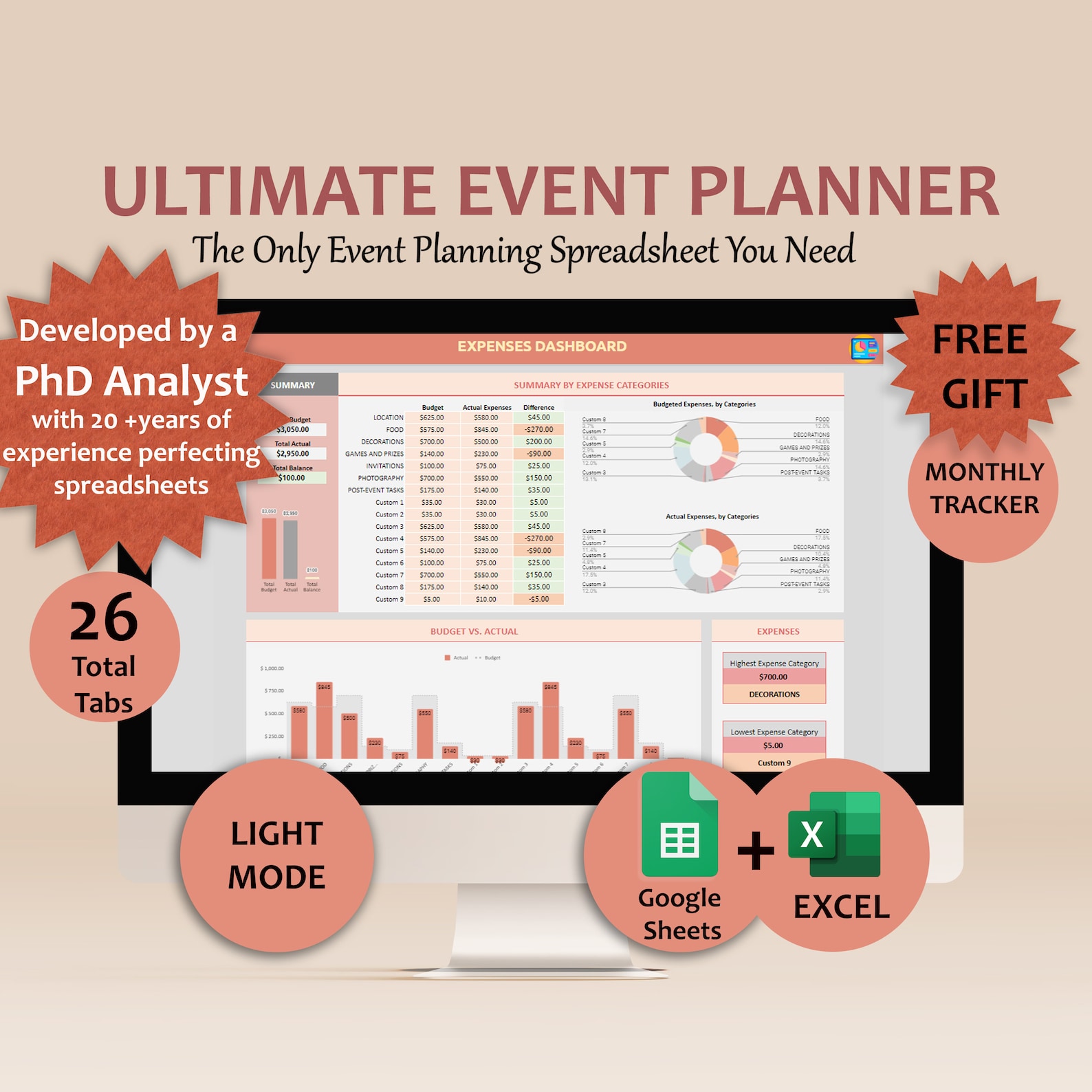 Google Sheets Ultimate Event Planner Excel Template Digital Event ...