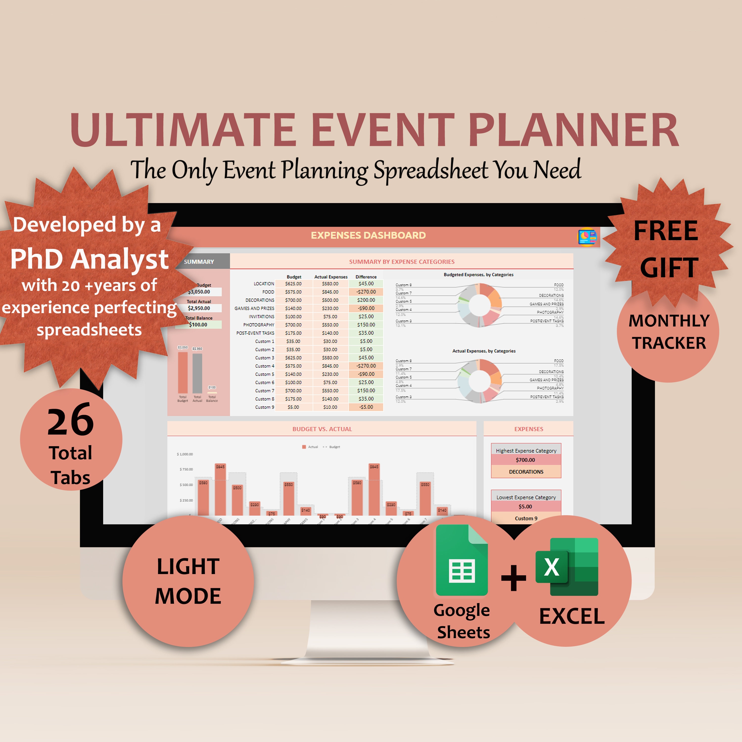 Google Sheets Ultimate Event Planner Excel Template Digital Event ...