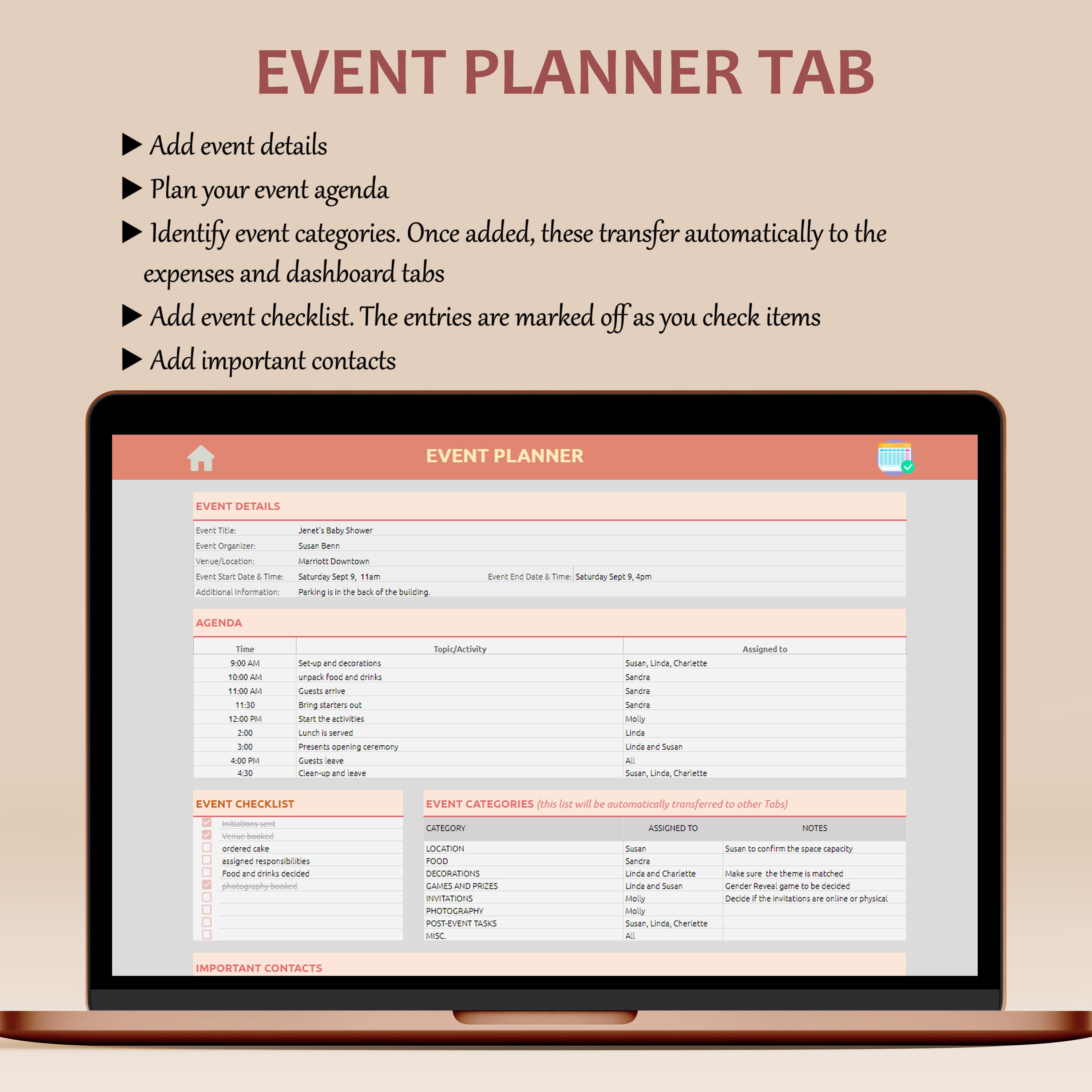 Google Sheets Event Planner Template Digital Event Planner Spreadsheet ...