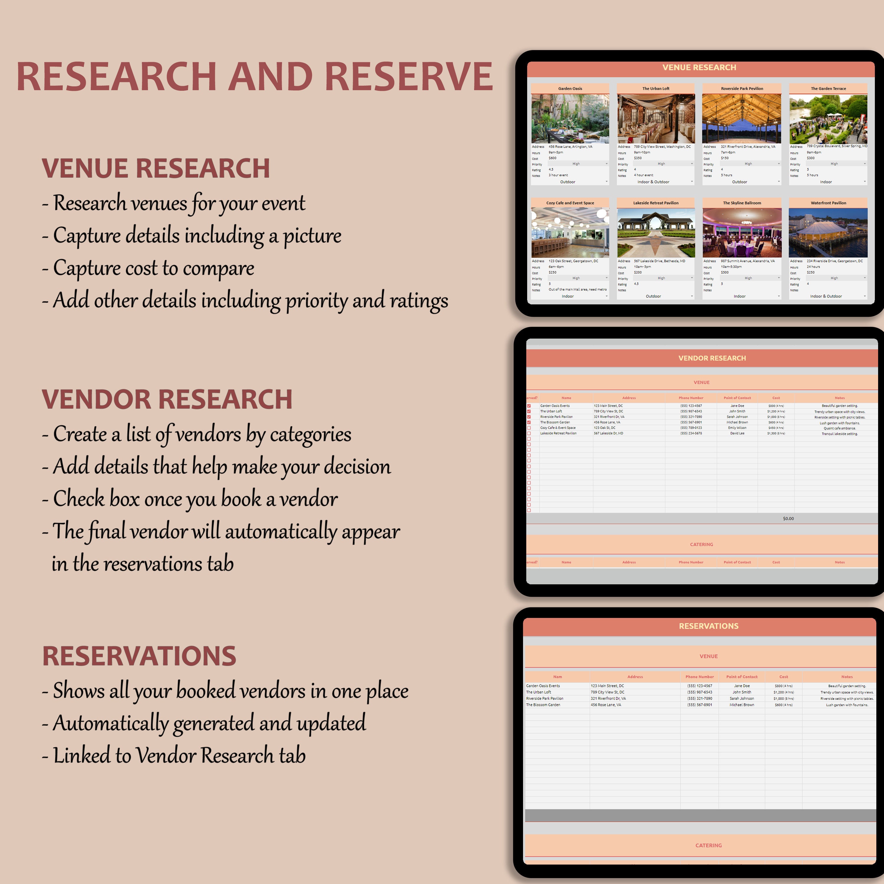 Event Planner Template Google Sheets Multi Events Template Digital ...