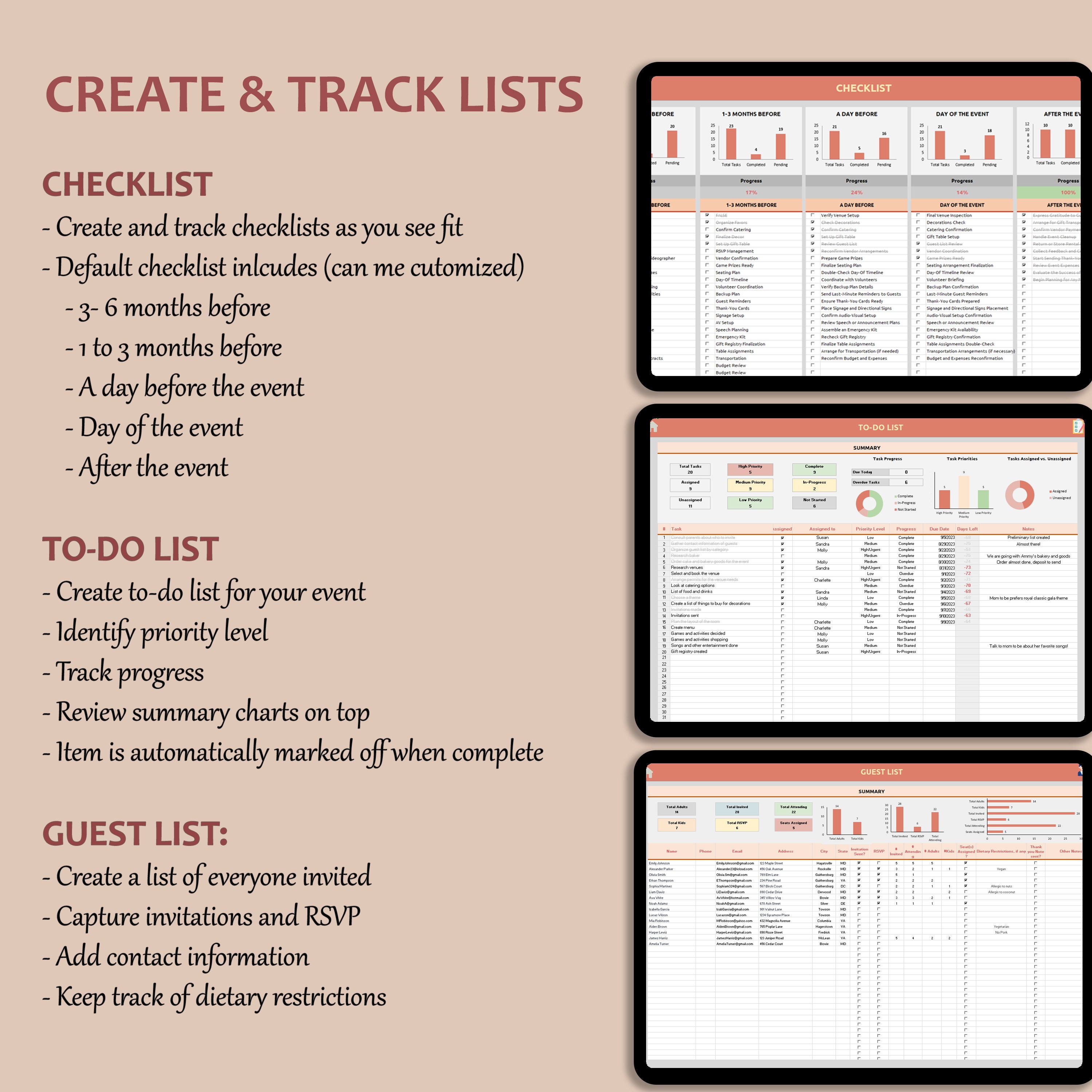 Event Planner Template Google Sheets Multi Events Template Digital ...