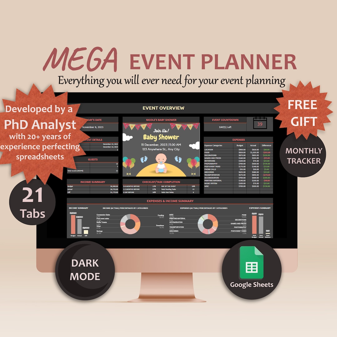 Google Sheets Event Planner Template Digital Event Planner Spreadsheet ...