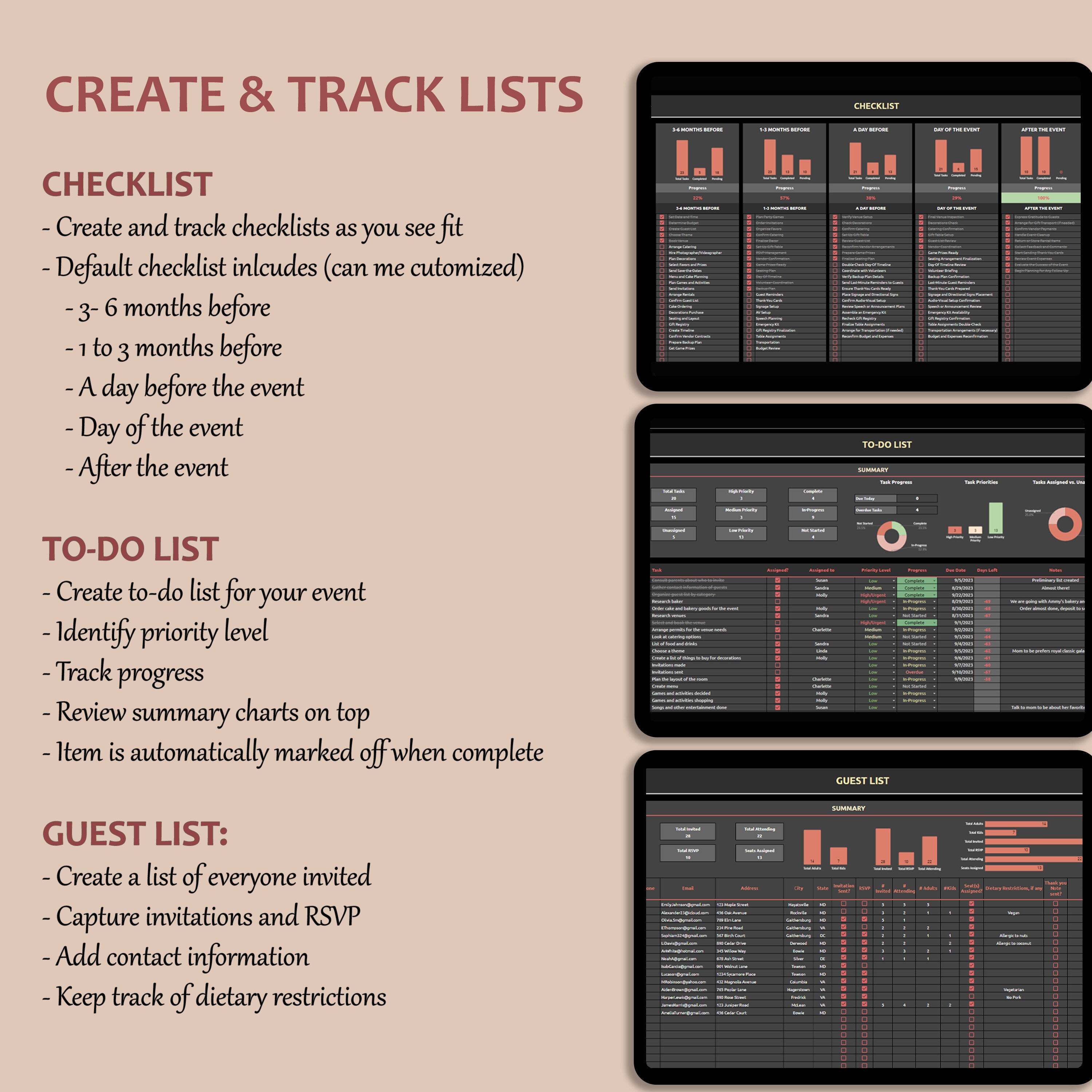 Excel Event Planner Template Excel Digital Event Planner Spreadsheet ...