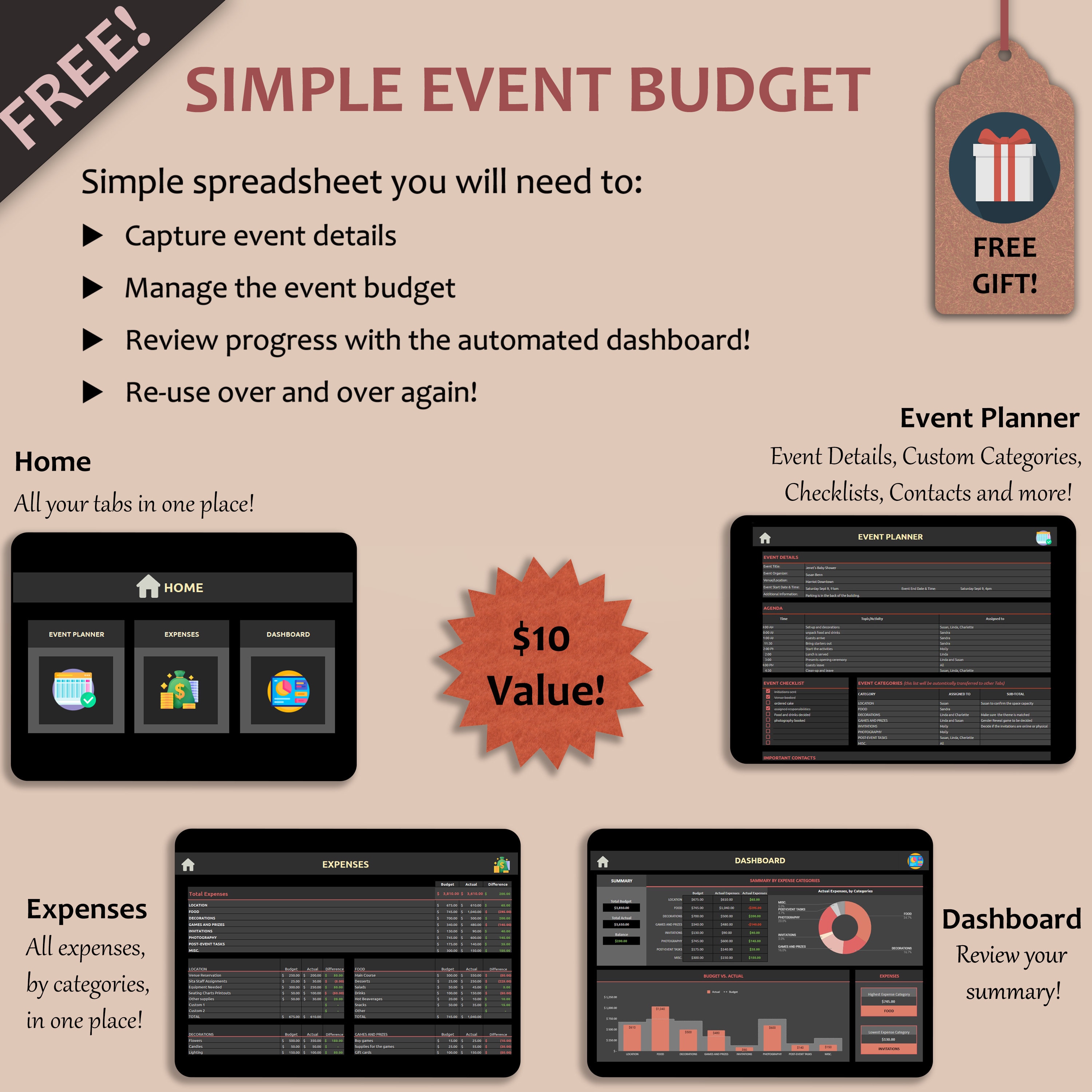 BUNDLE Event Planner Travel Planner Trip Planner Budget Spreadsheet ...