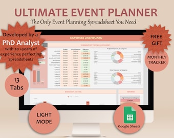 Google Sheets Event Planner Template Excel Digital Event Planner ...