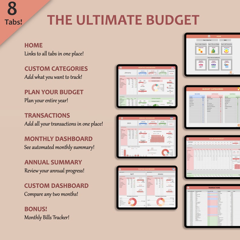 BUNDLE Budget and Debt Payoff Annual Budget Debt Snowball Spreadsheet ...