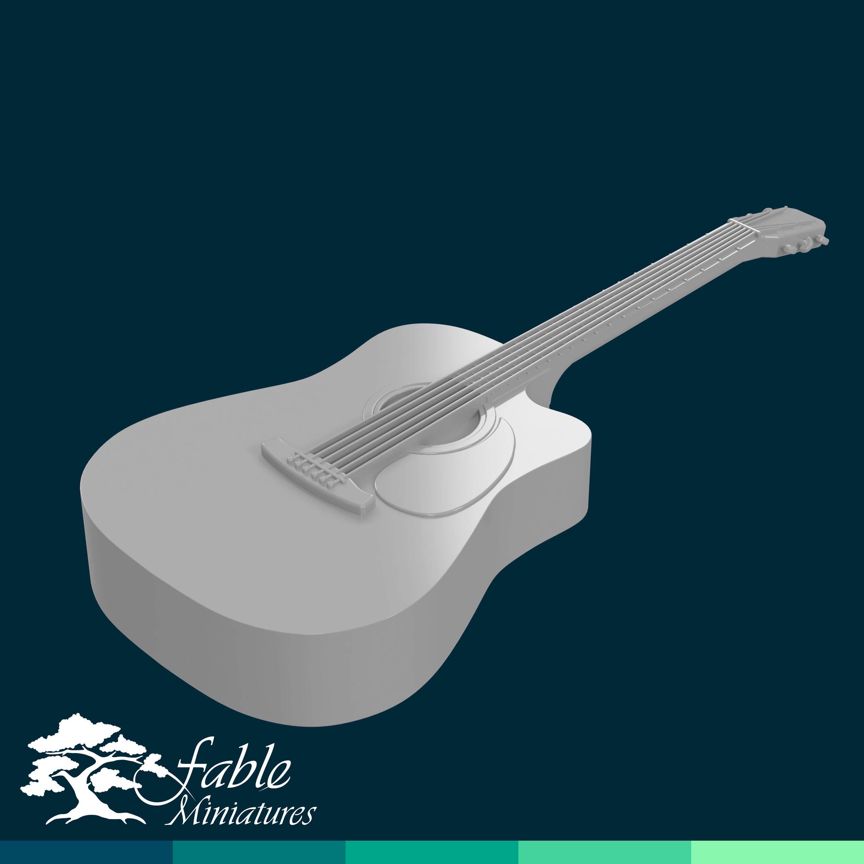 Acoustic Guitar style 2 1:6 Play Scale Miniature STL & OBJ 3D Print ...