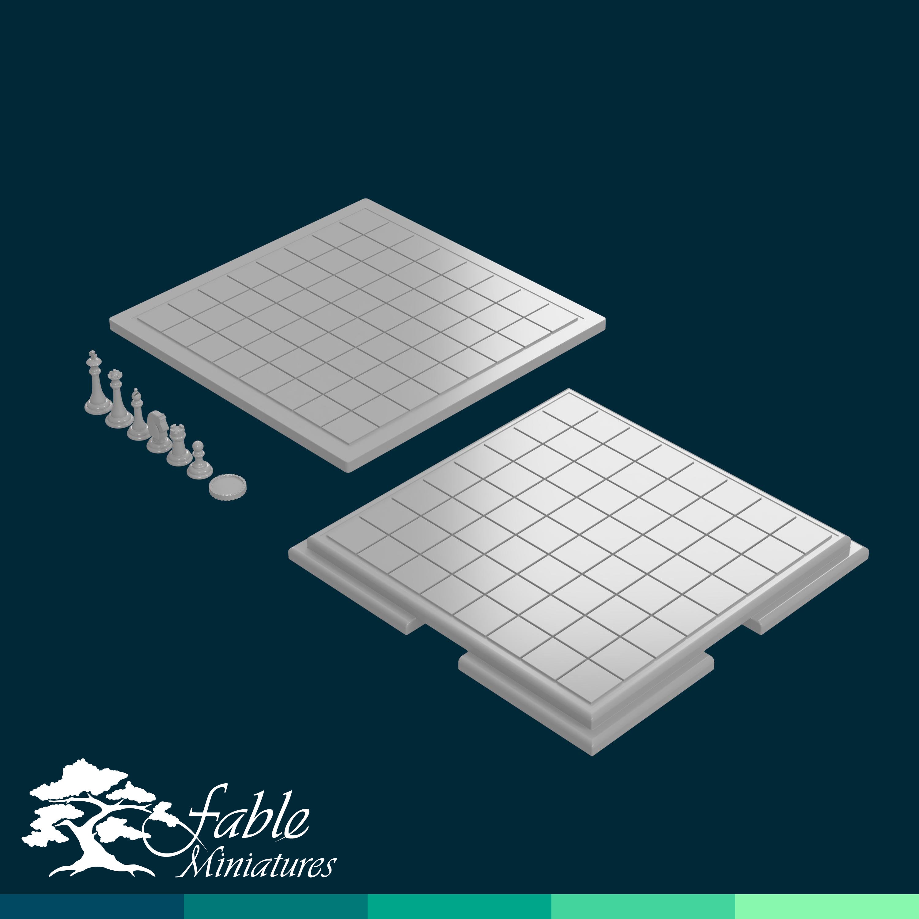 Chess and Checkers Set 1:6 Play Scale Miniature STL & OBJ 3D Print ...