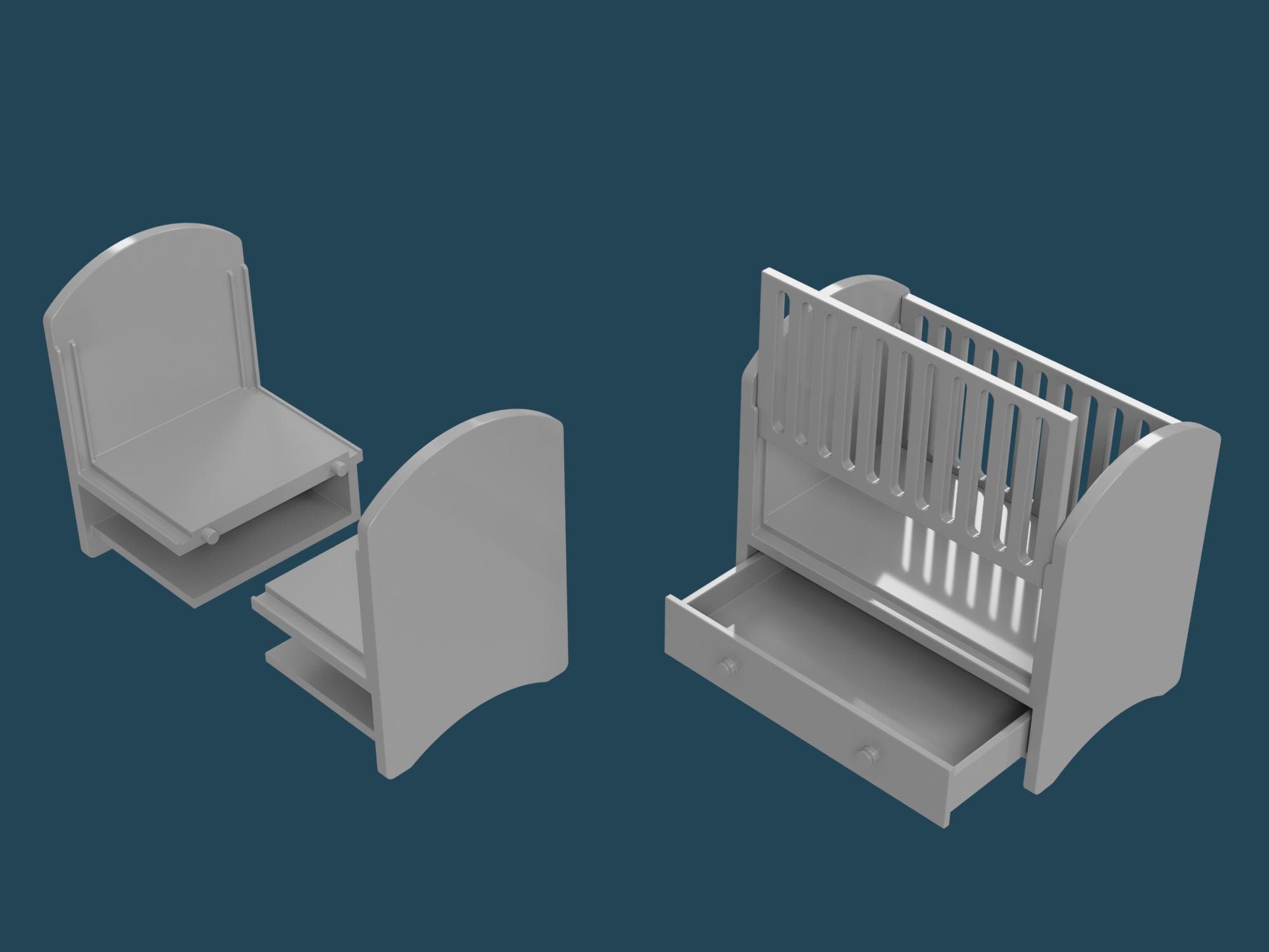 Baby Crib 1:6 Play Scale Miniature STL & OBJ 3D Print Files - Etsy