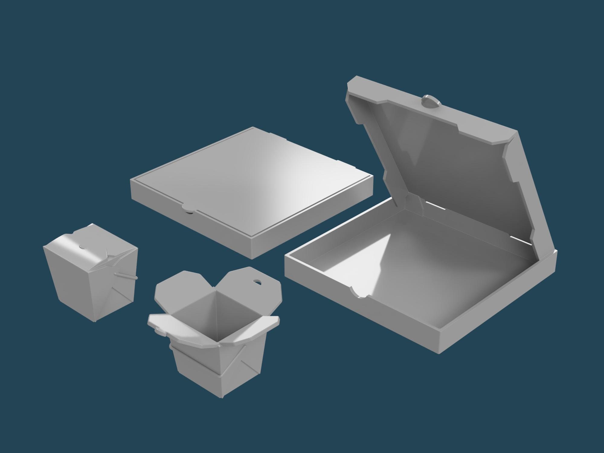 Takeout Boxes 1:6 Play Scale Miniature STL & OBJ 3D Print Files - Etsy