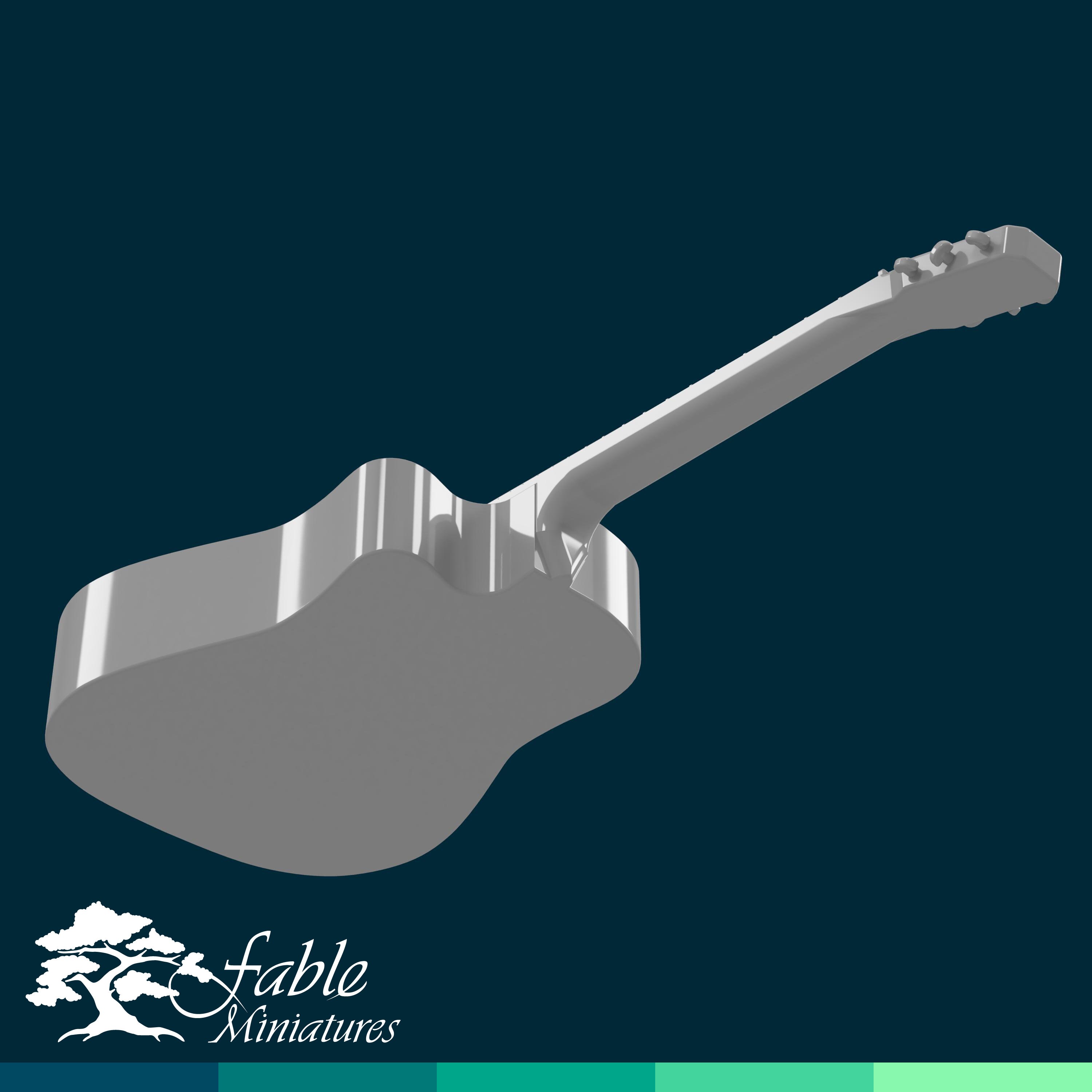 Acoustic Guitar style 2 1:6 Play Scale Miniature STL & OBJ 3D Print ...