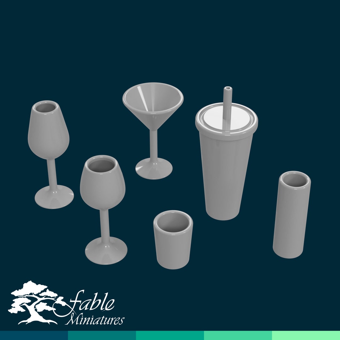 Drinking Glasses and Tumbler 1:6 Play Scale Miniature STL & OBJ 3D ...