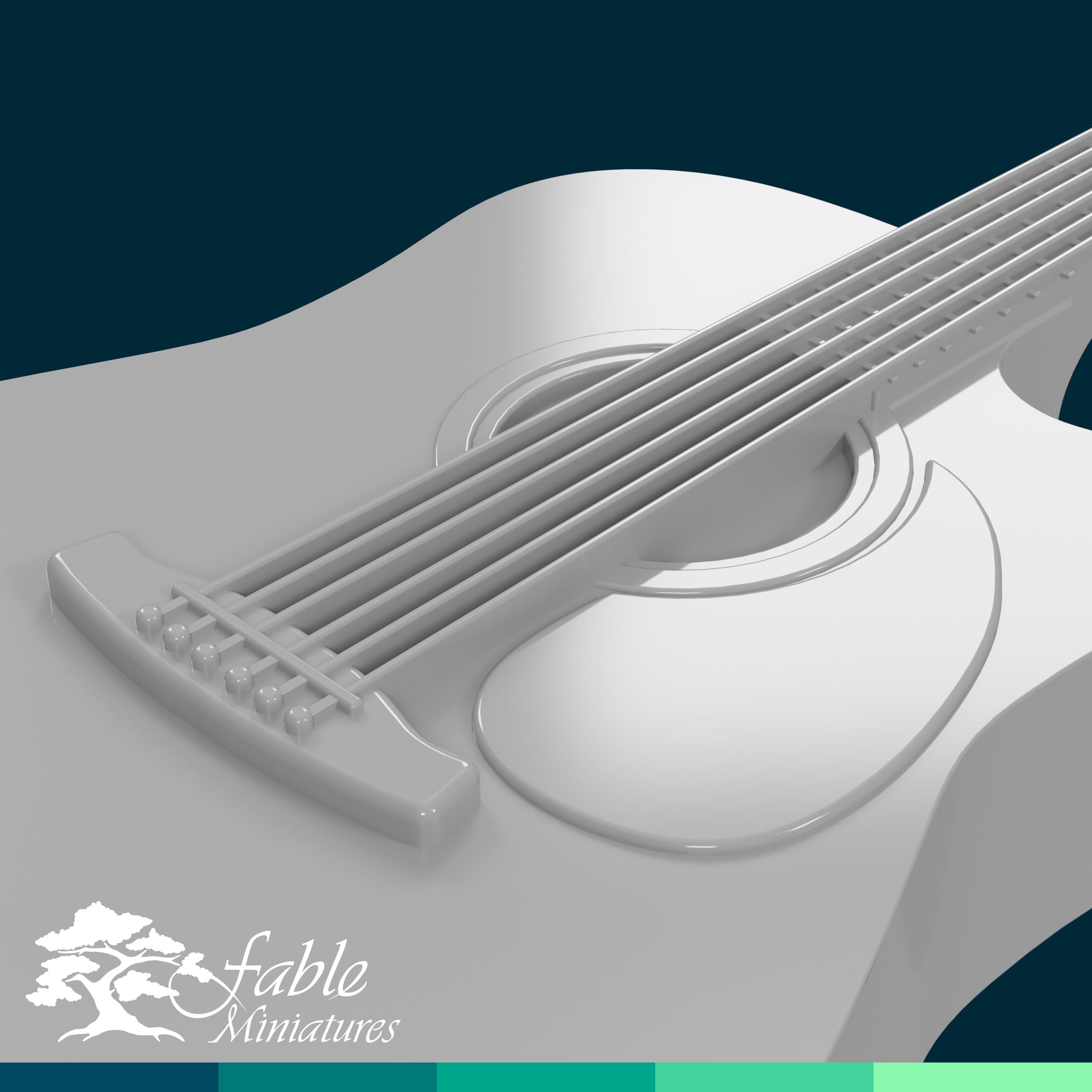 Acoustic Guitar style 2 1:6 Play Scale Miniature STL & OBJ 3D Print ...