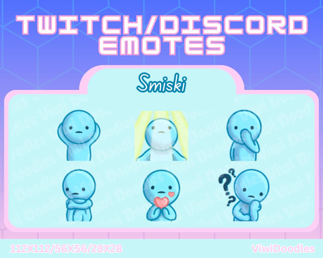 Cute Silly Blue Smiski Emote Pack Twitch Discord Youtube - Etsy