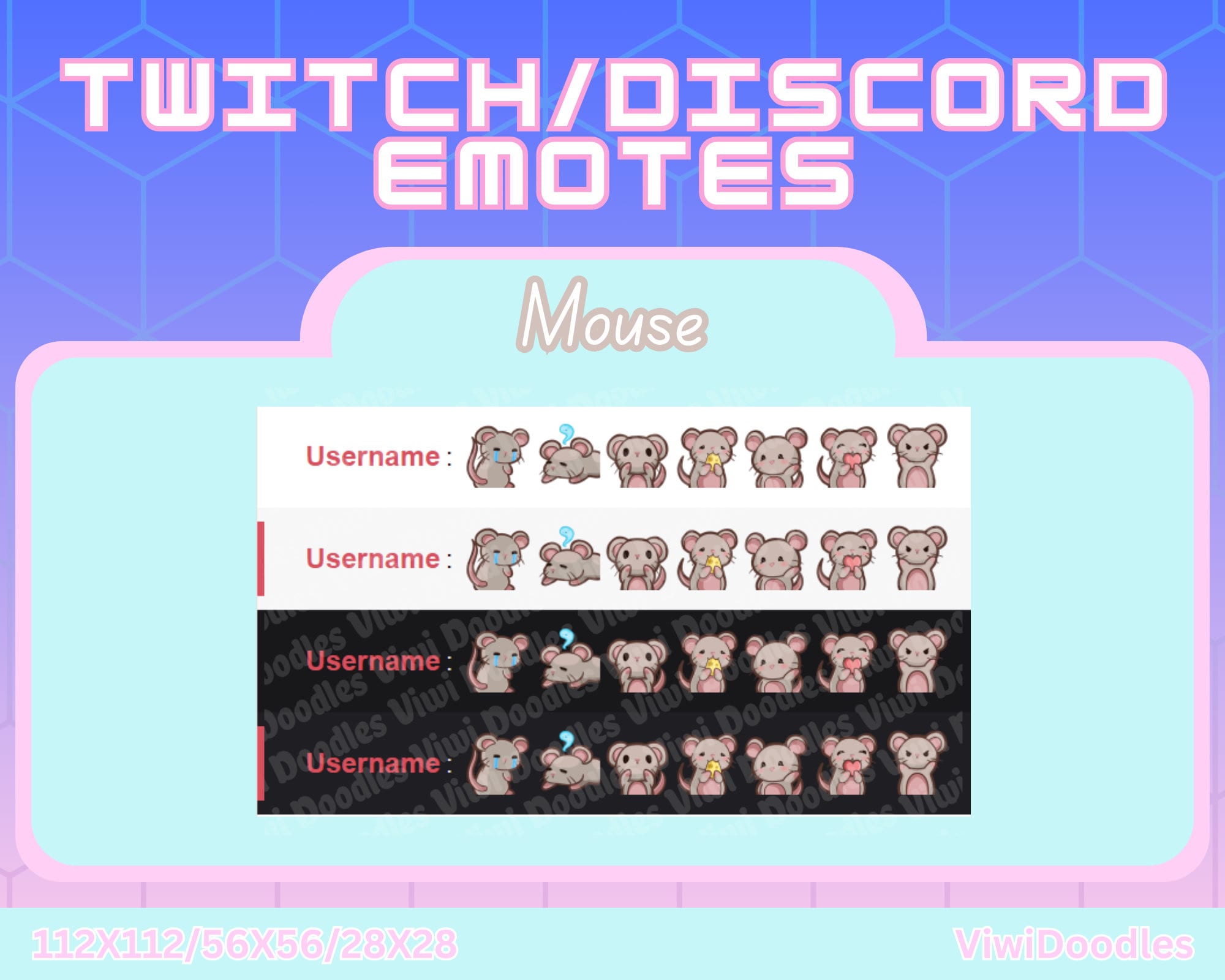 Cute Silly Mouse Rat Emote Pack - Twitch, Discord, Youtube, Stream - Etsy