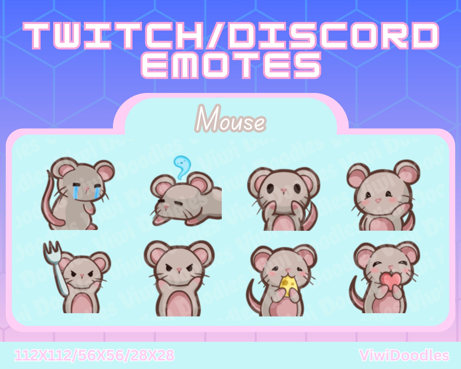 Cute Silly Mouse Rat Emote Pack - Twitch, Discord, Youtube, Stream - Etsy