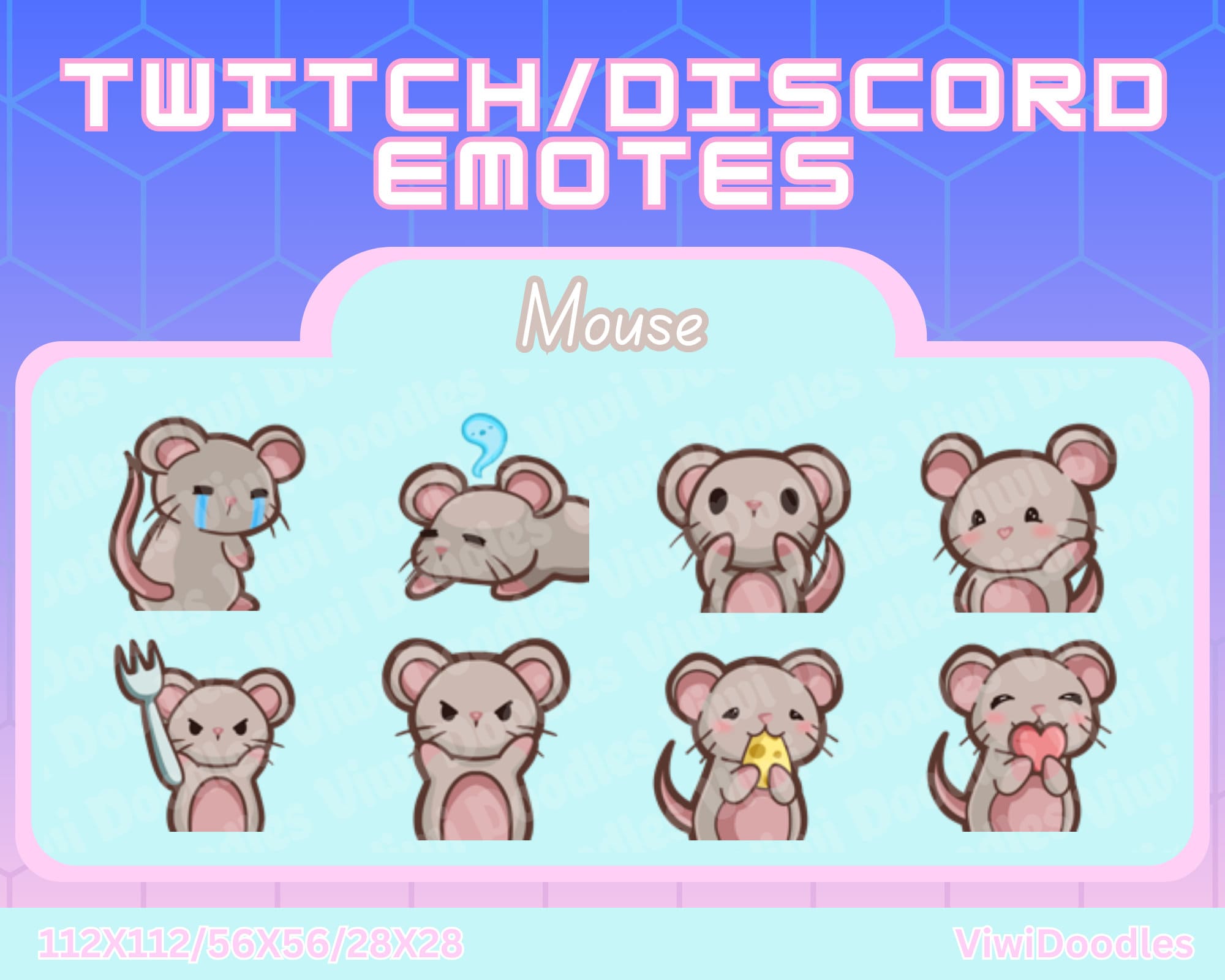 Cute Silly Mouse Rat Emote Pack - Twitch, Discord, Youtube, Stream - Etsy