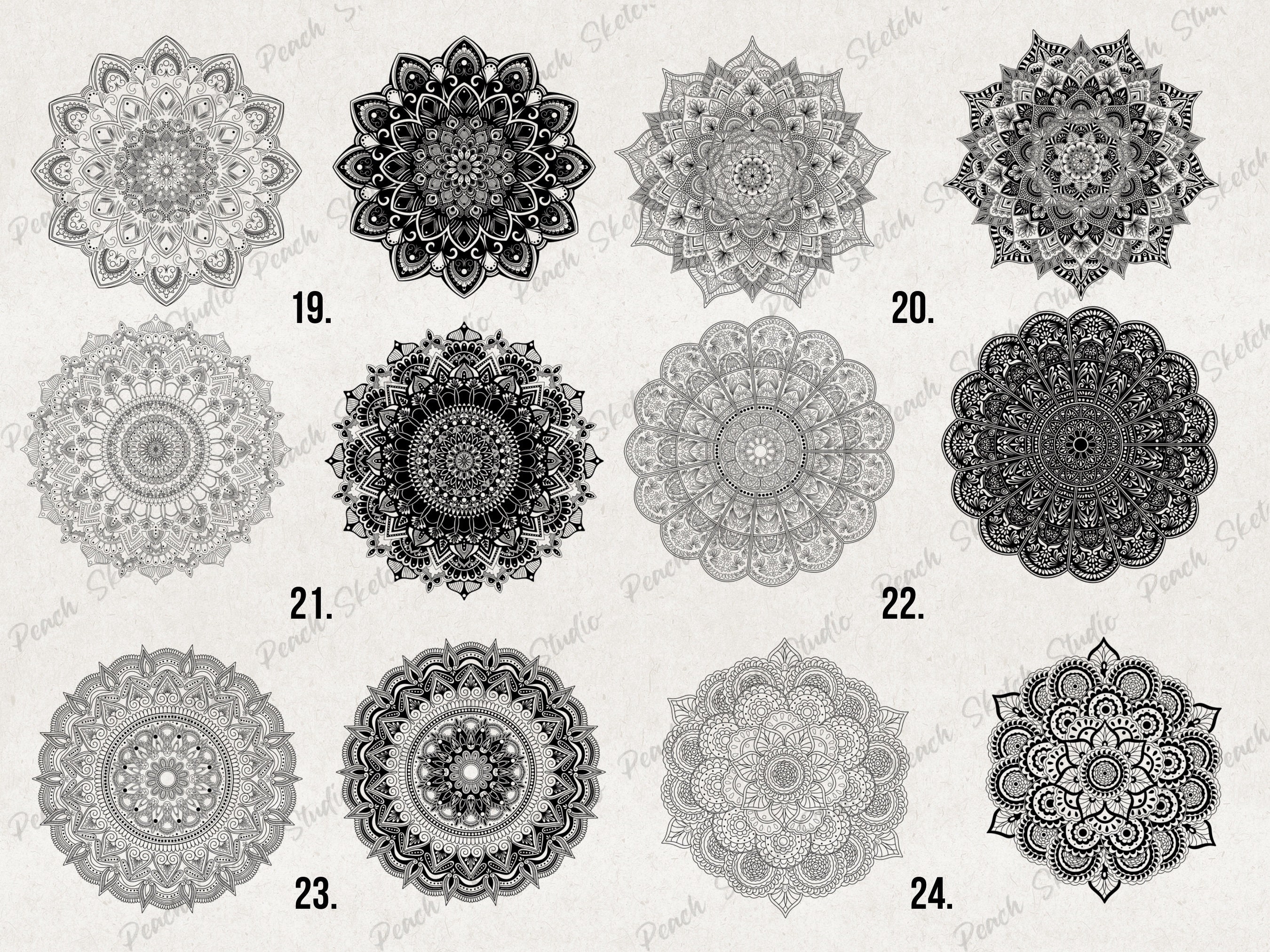 70 Procreate Mandala Stamps: Hand-drawn Designs Tattoo Brushes (digital ...